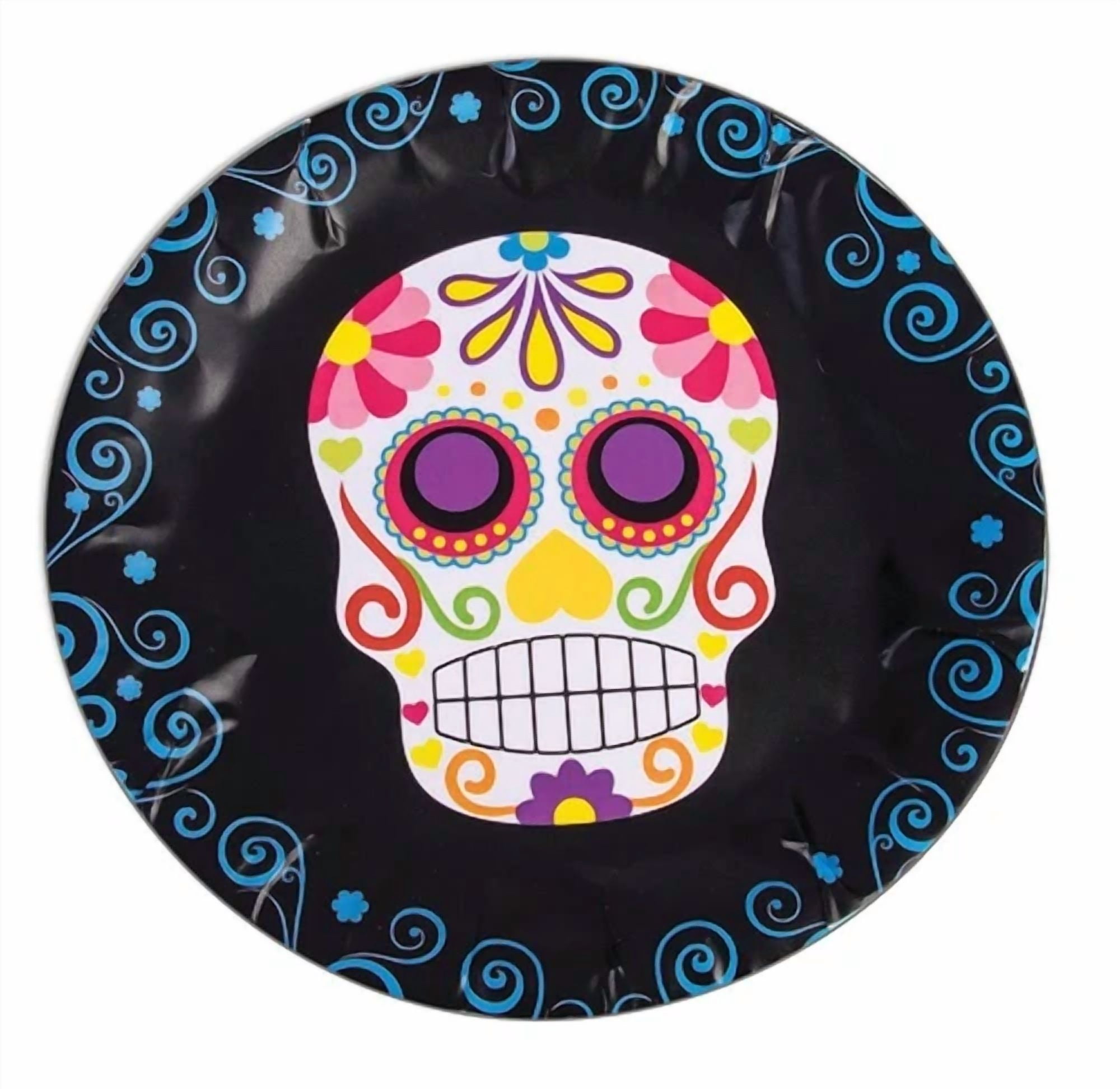 Dia De Los Muertos Day Of The Dead Skull Halloween Party 9" Paper ...