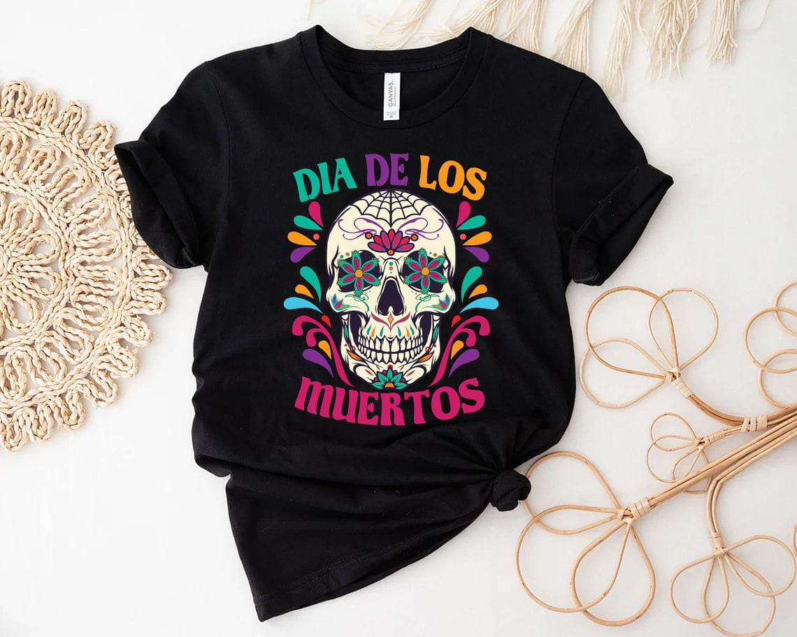 Dia De Los Muertos Shirt, Sugar Skull Shirt, Flowers Skull Shirt, Day ...
