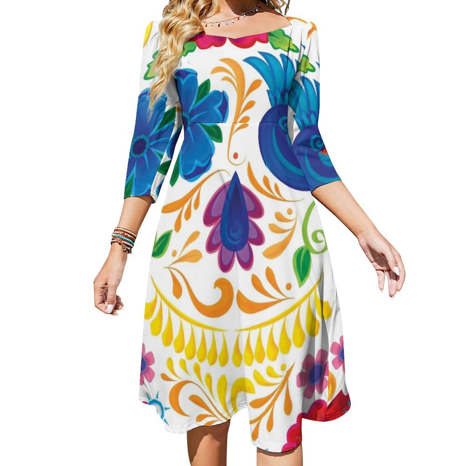 Dia De Los Muertos Sweetheart Knot Flared Dress Fashion Design Large ...