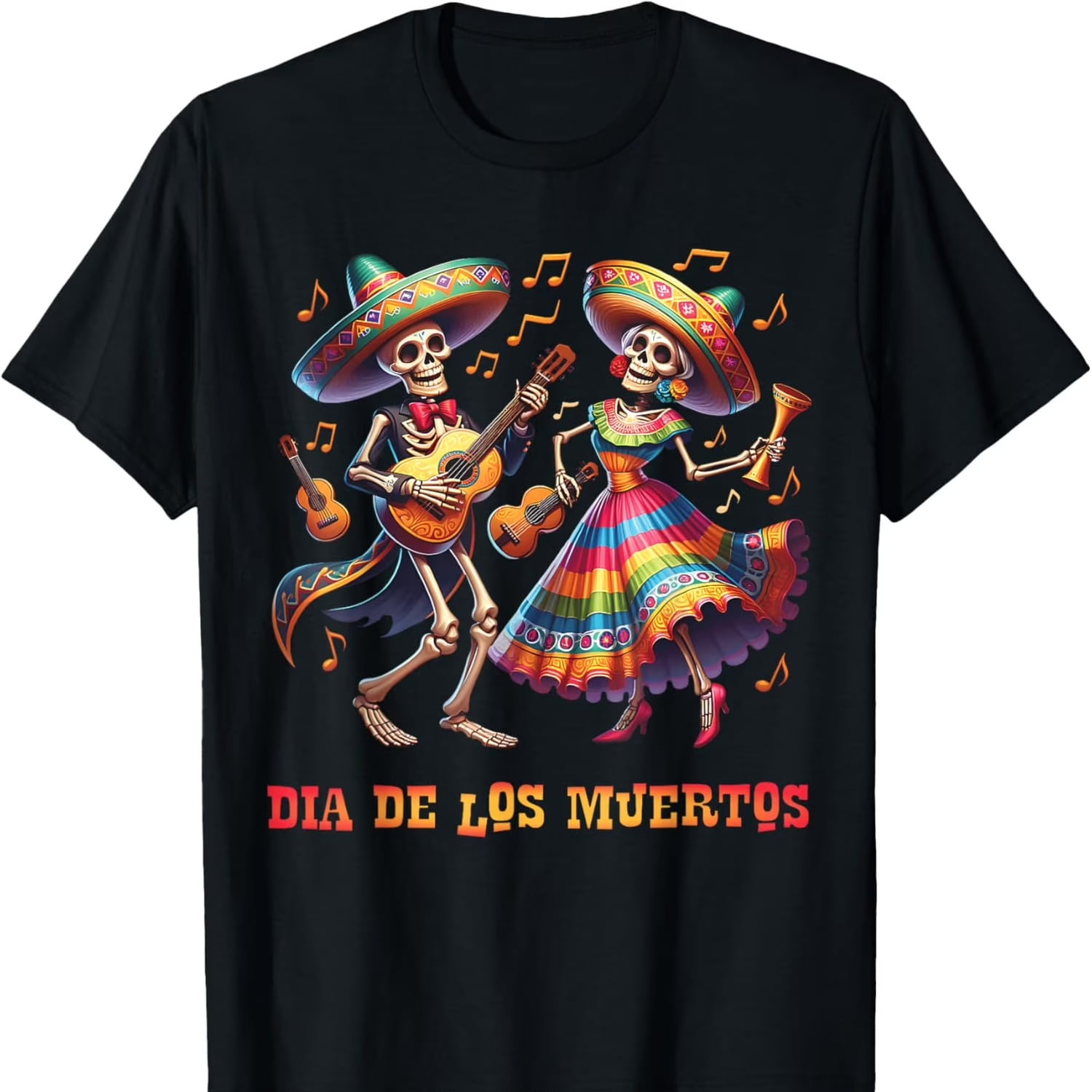 Dia De Muertos Dancing Skeletons Guitar Day Of The T-S1Hirt - Walmart.com