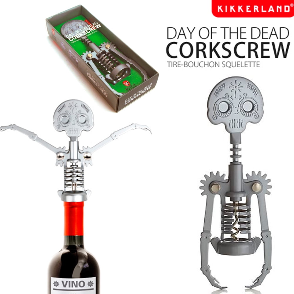 Dia De Muertos Dead Steel Skull Corkscrew Wine Bottle Opener Skeleton ...
