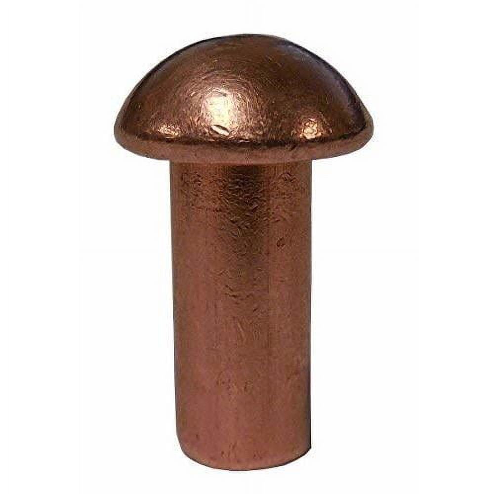 Dia. X 5/16" Length Copper Solid Rivet, Round Head, Plain Finish, (Pack ...