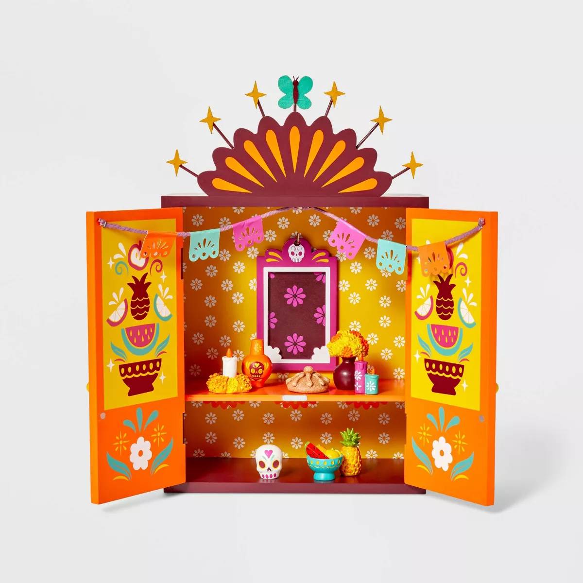 Dia de Muertos Wood Ofrenda Box with Mini Accessories - Designed with ...