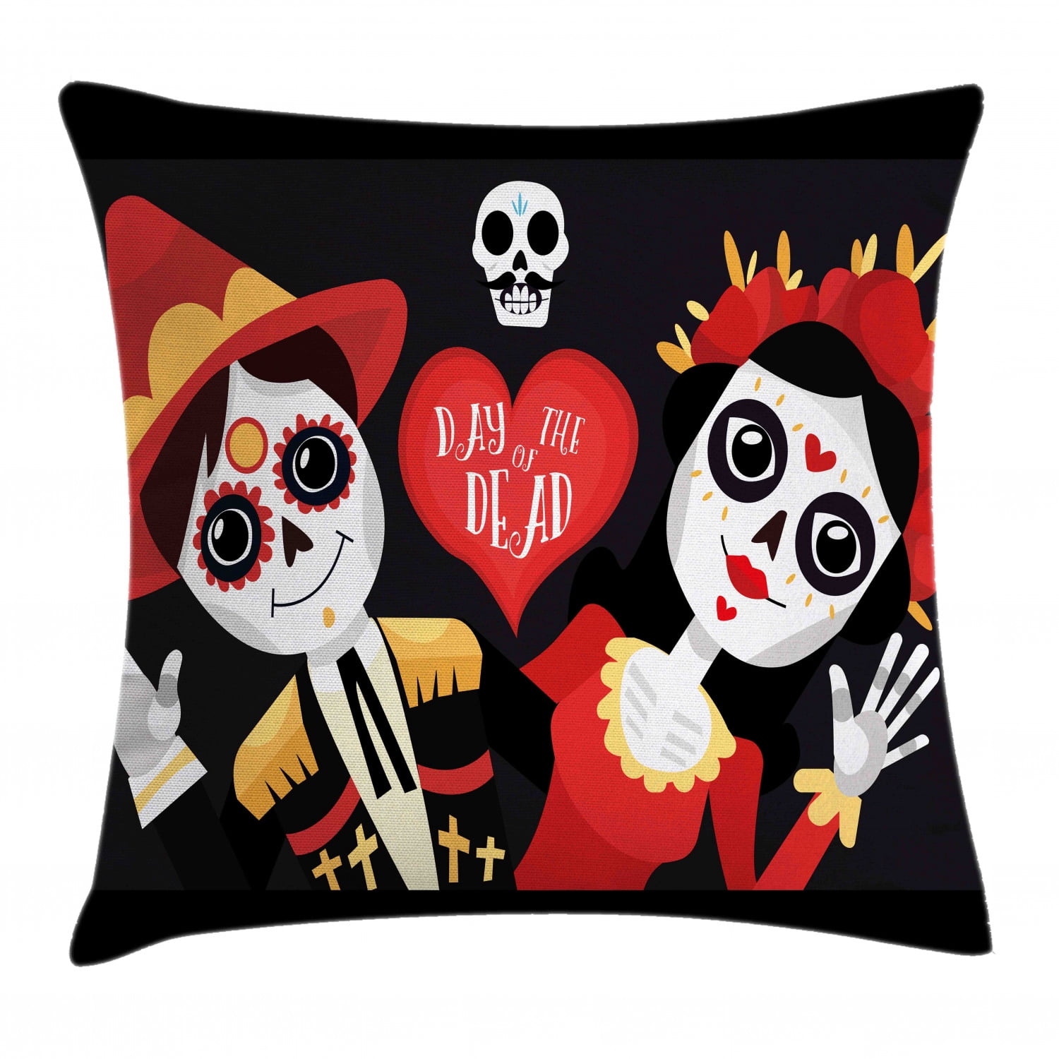 Dia de los Muertos Throw Pillow Cushion Cover, Day of the Dead Sugar ...