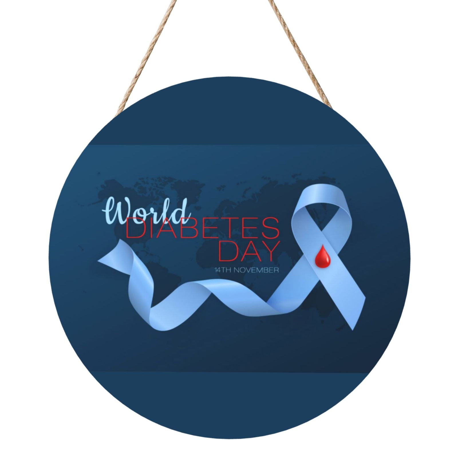 Diabetes Awareness Blue Ribbon Month Day Wooden Hanging Sign Ornament ...