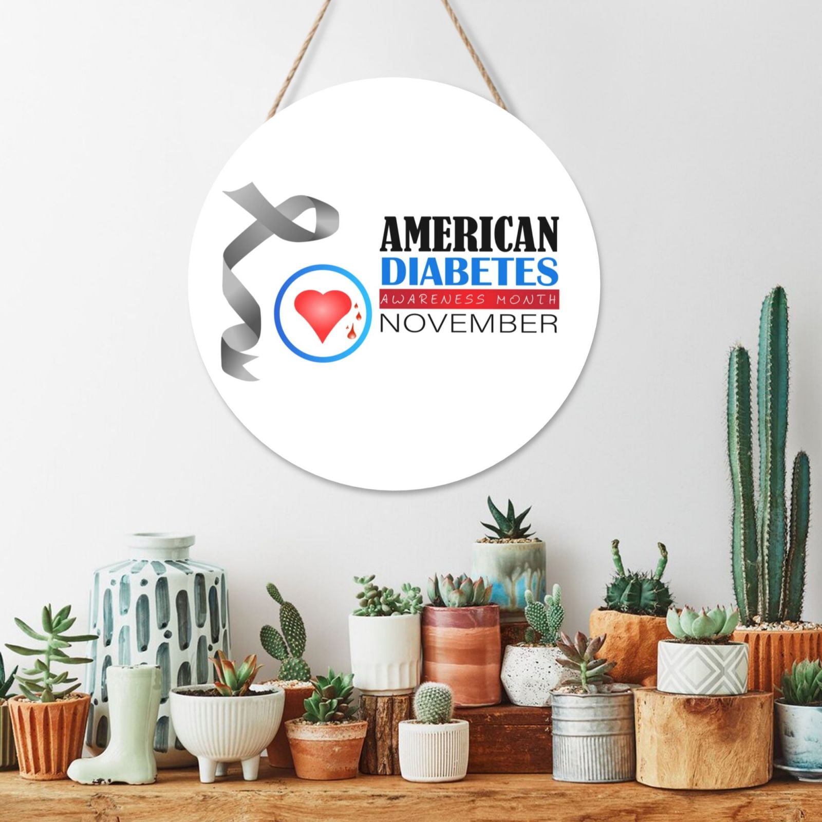 Diabetes Awareness Blue Ribbon Month Day Wooden Hanging Sign Ornament ...