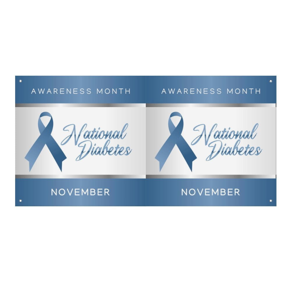 Diabetes Awareness Month Blue Ribbon Banners Flag Hanging Backdrop Sign ...