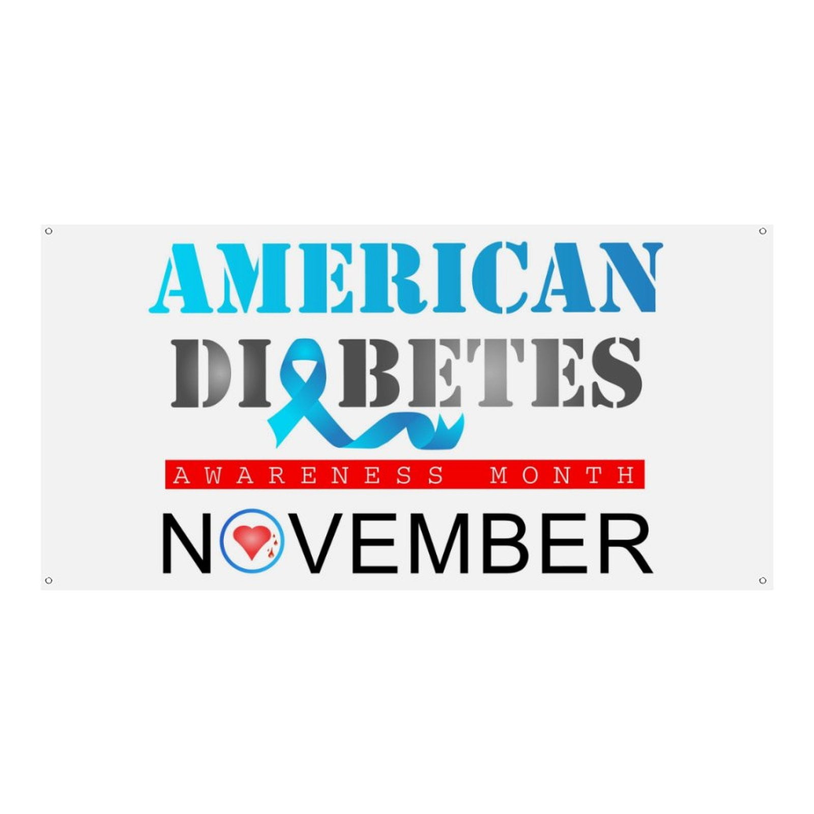Diabetes Awareness Month Blue Ribbon Banners Flag Hanging Backdrop Sign ...