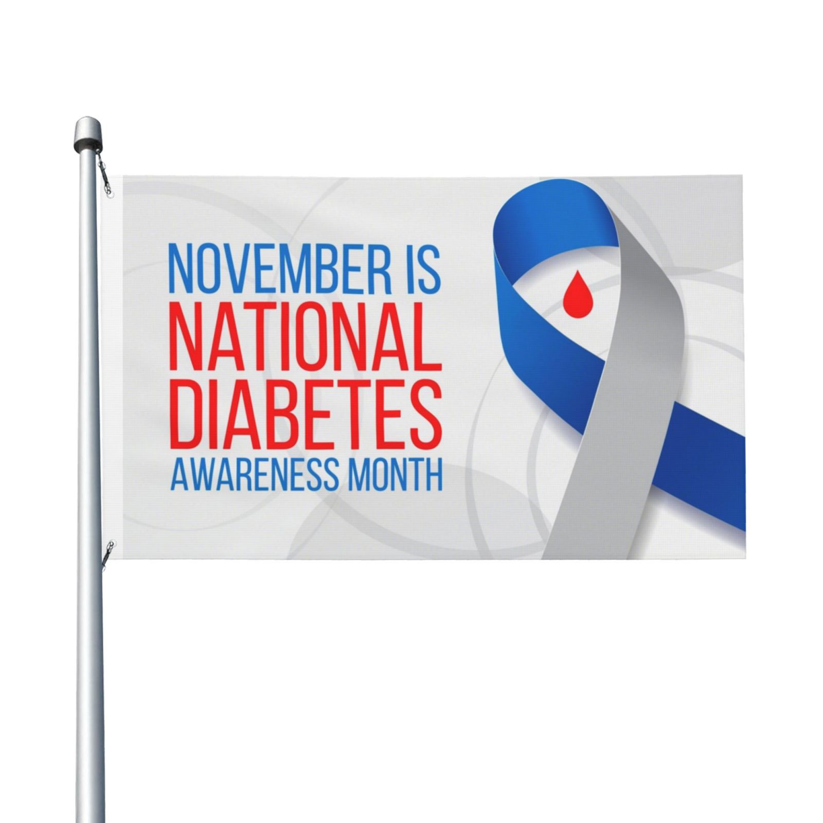 Diabetes Awareness Month Blue Ribbon Flag 3x5 Ft Double-Sided Flag ...