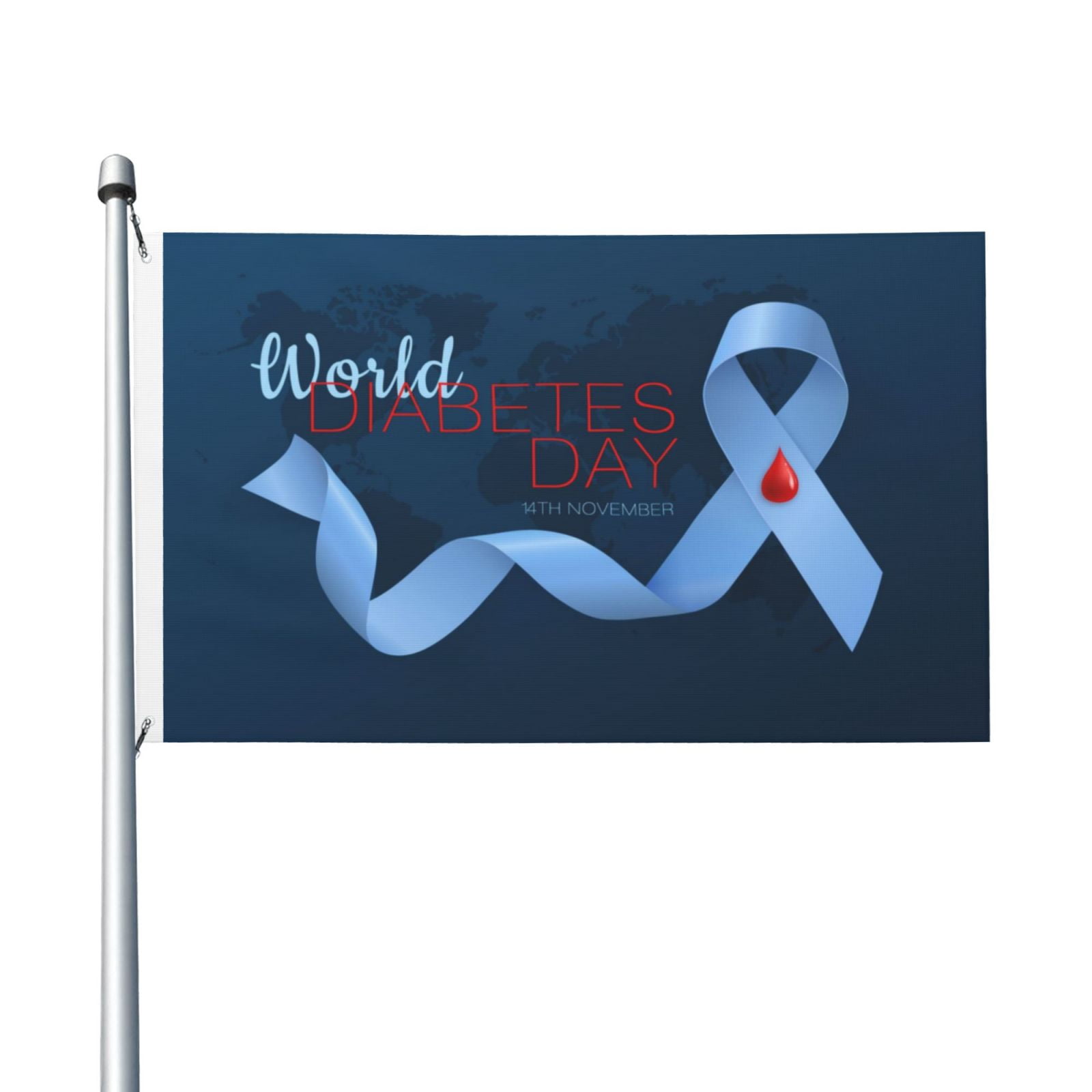 Diabetes Awareness Month Blue Ribbon Flag 3x5 Ft Double-Sided Flag ...