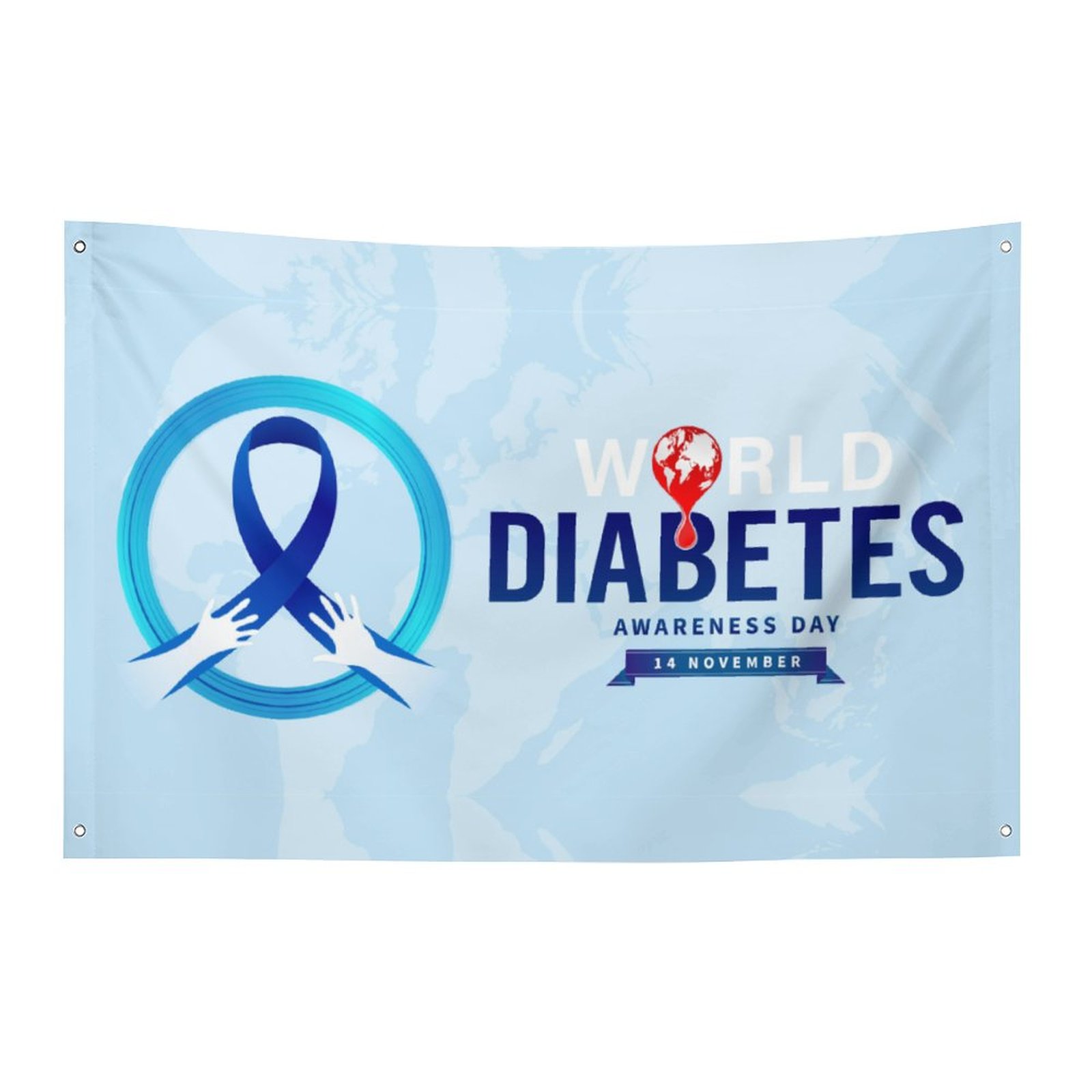 Diabetes Awareness Month Blue Ribbon Tapestry Banner Backdrop Flag ...