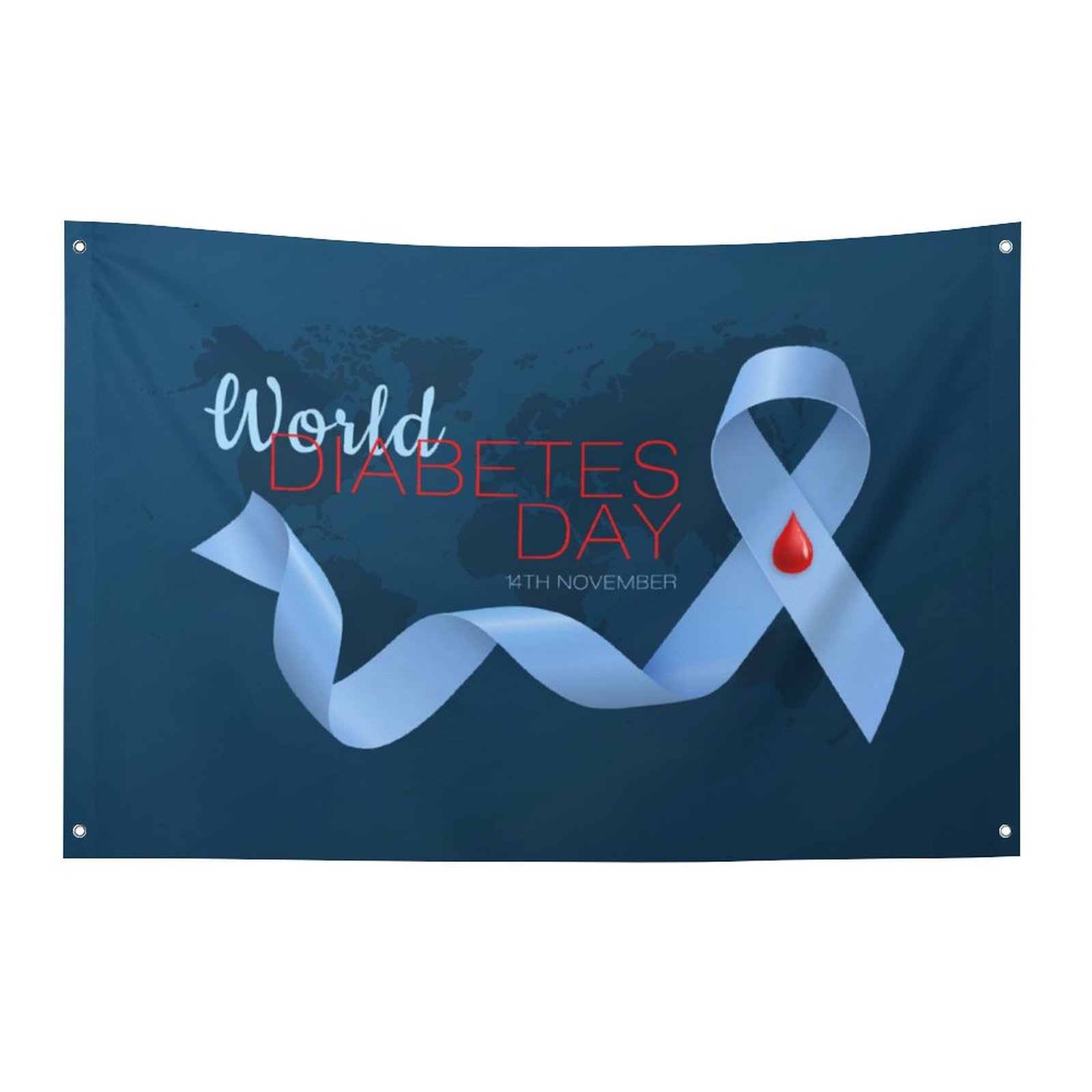 Diabetes Awareness Month Blue Ribbon Tapestry Banner Backdrop Flag ...