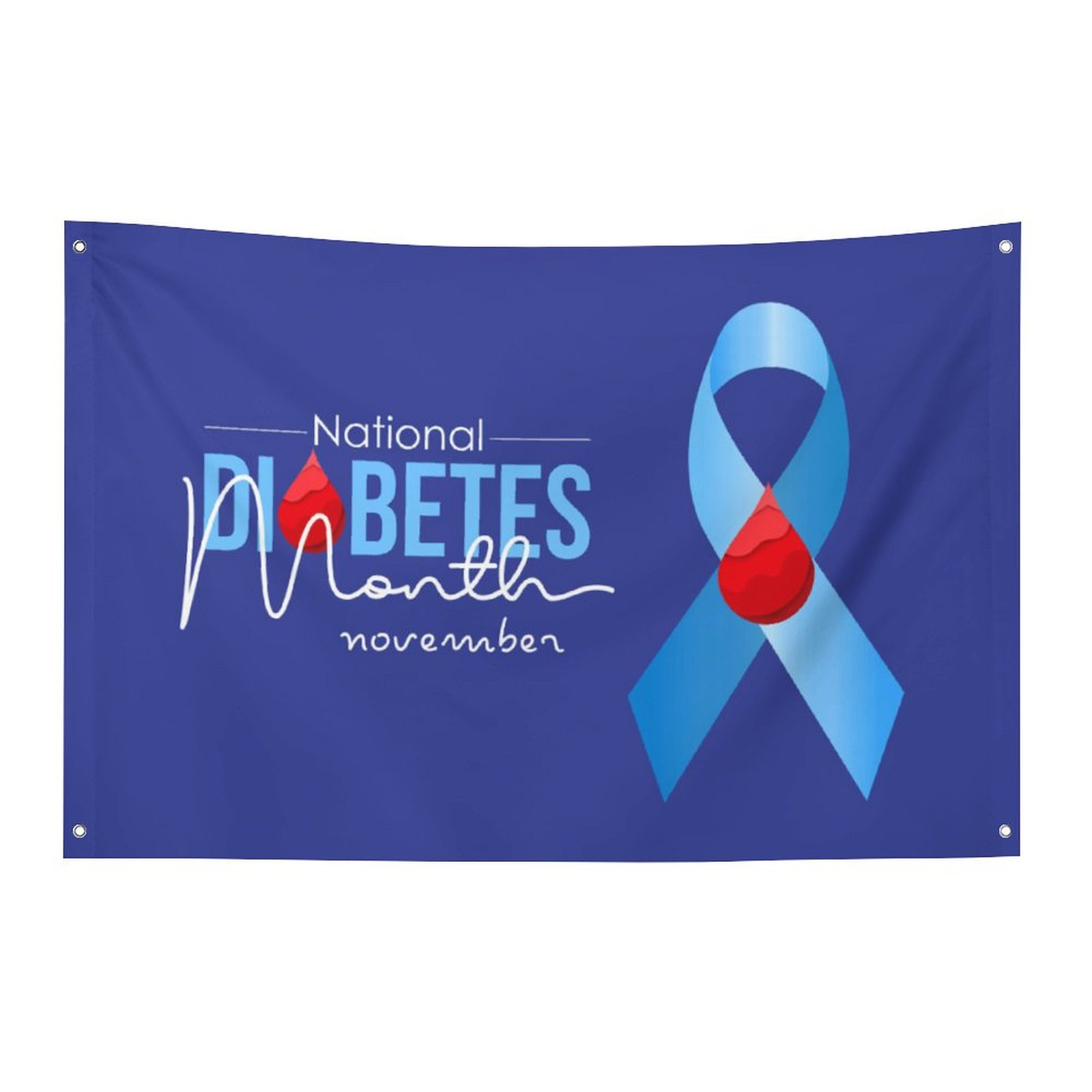 Diabetes Awareness Month Blue Ribbon Tapestry Banner Backdrop Flag ...