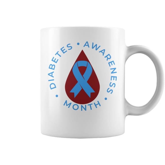 Diabetes Awareness Month Diabetic Blue Love Ribbon T1d T2d Coffee Mugs ...