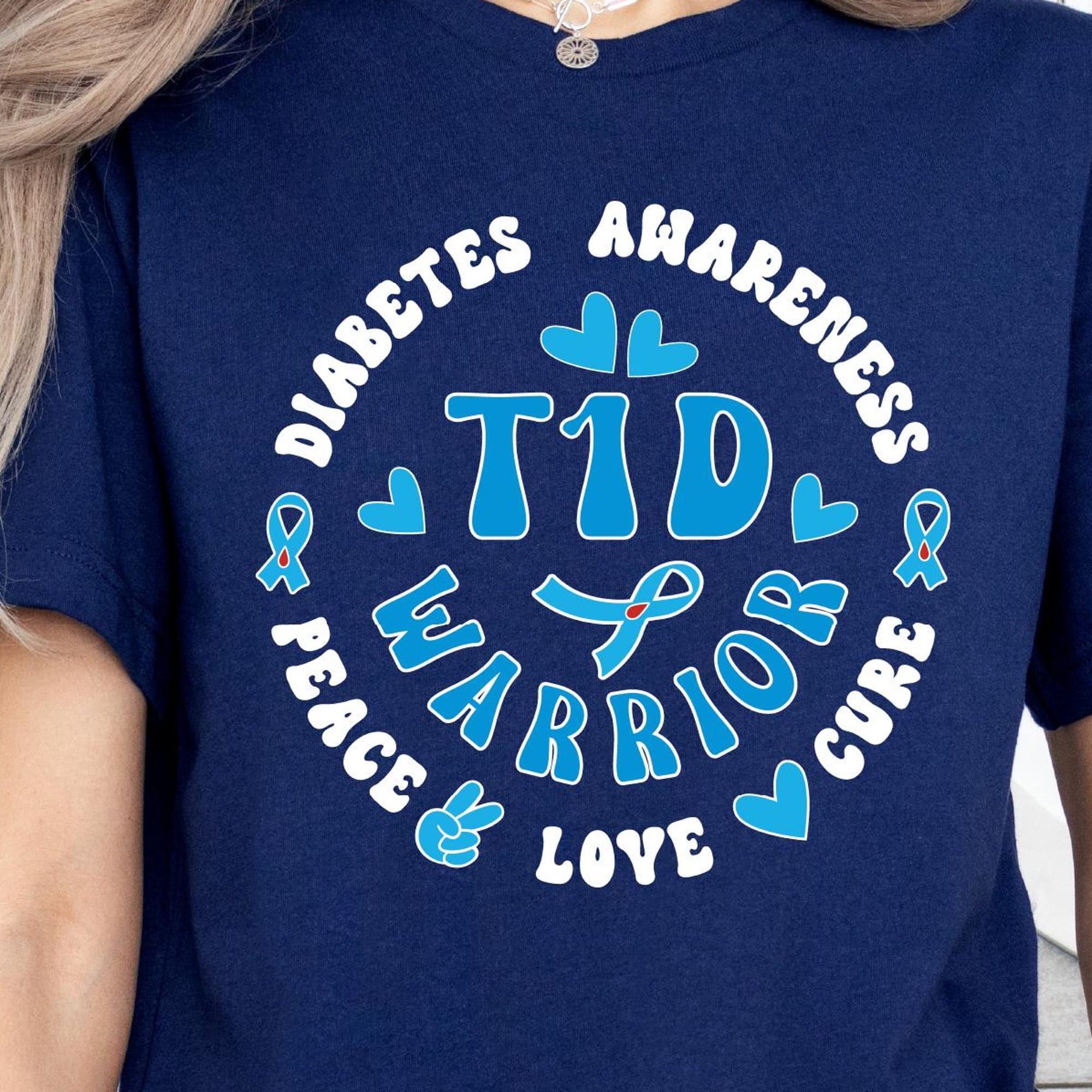 Diabetes Awareness T1d Warrior Tee Peace Love Cure Type 1 Diabetes ...