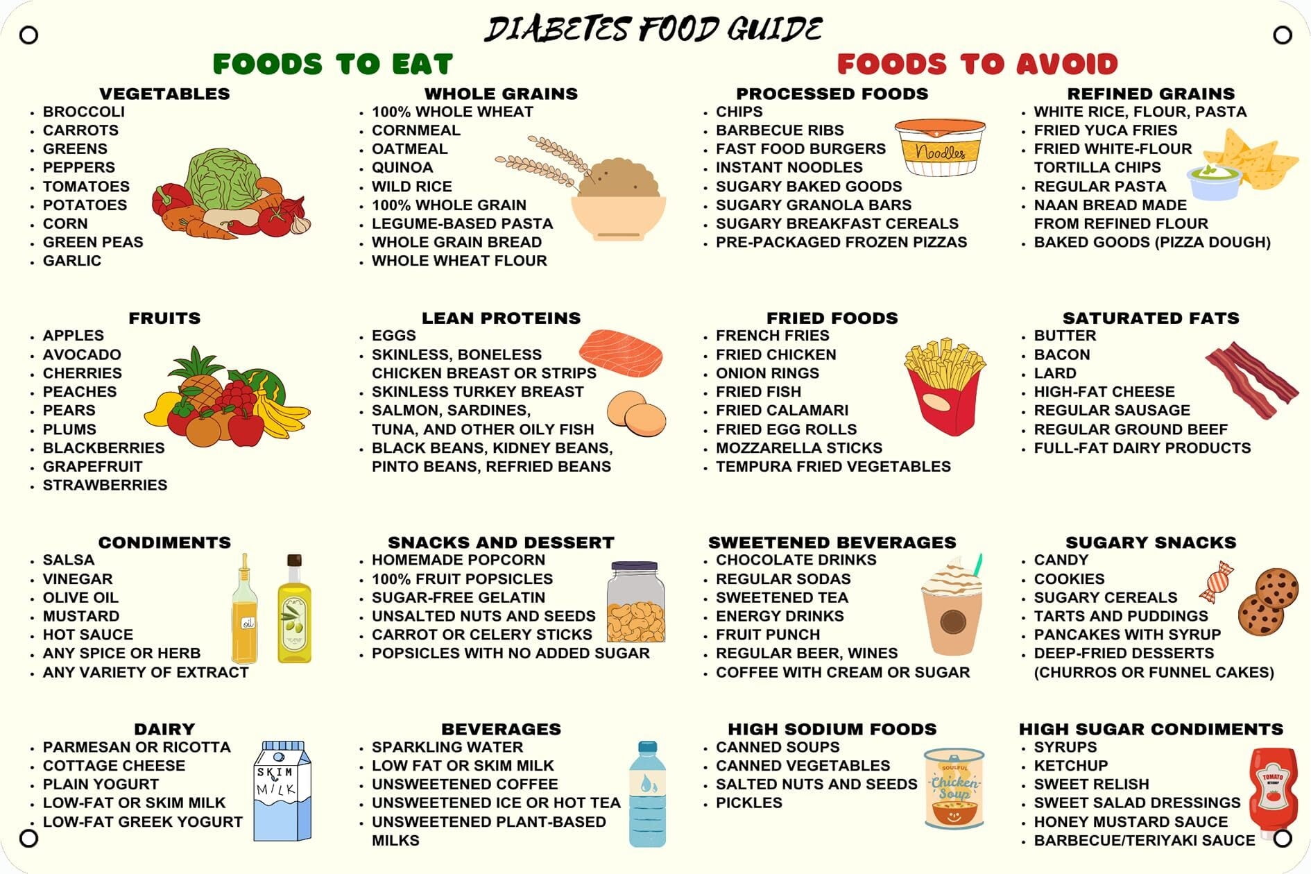 Diabetes Food Guide Canvas Poster, Nutrition And Healthy Foods Poster ...