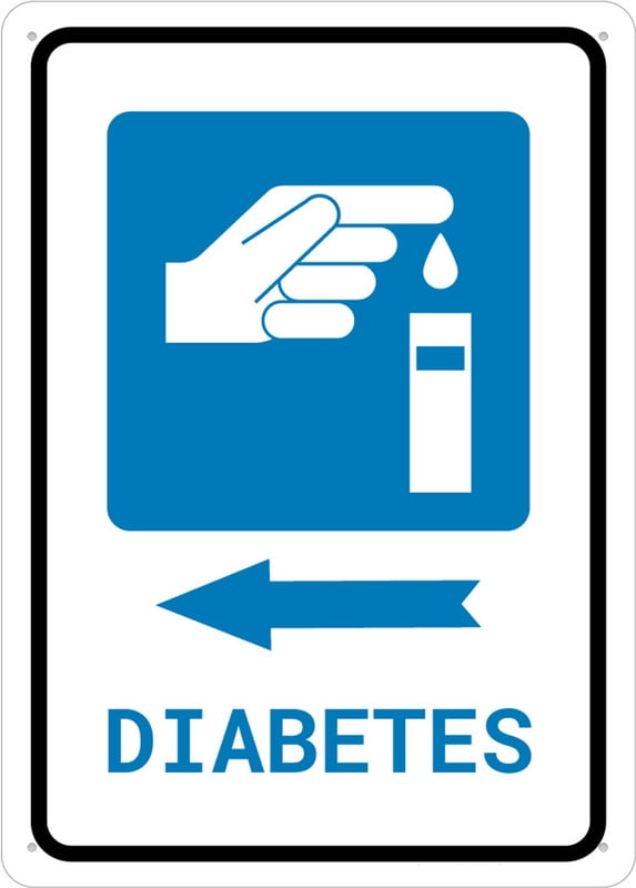 Diabetes Left Arrow Sign 8 X 12 Inches Rust Free . Aluminum - Uv ...