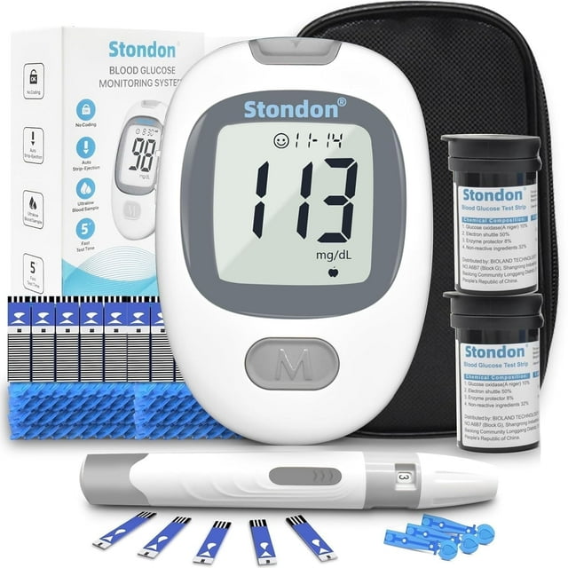 Blood Glucose Monitor Kit, 50 Test Strips,50 Lancets, Blood Sugar ...