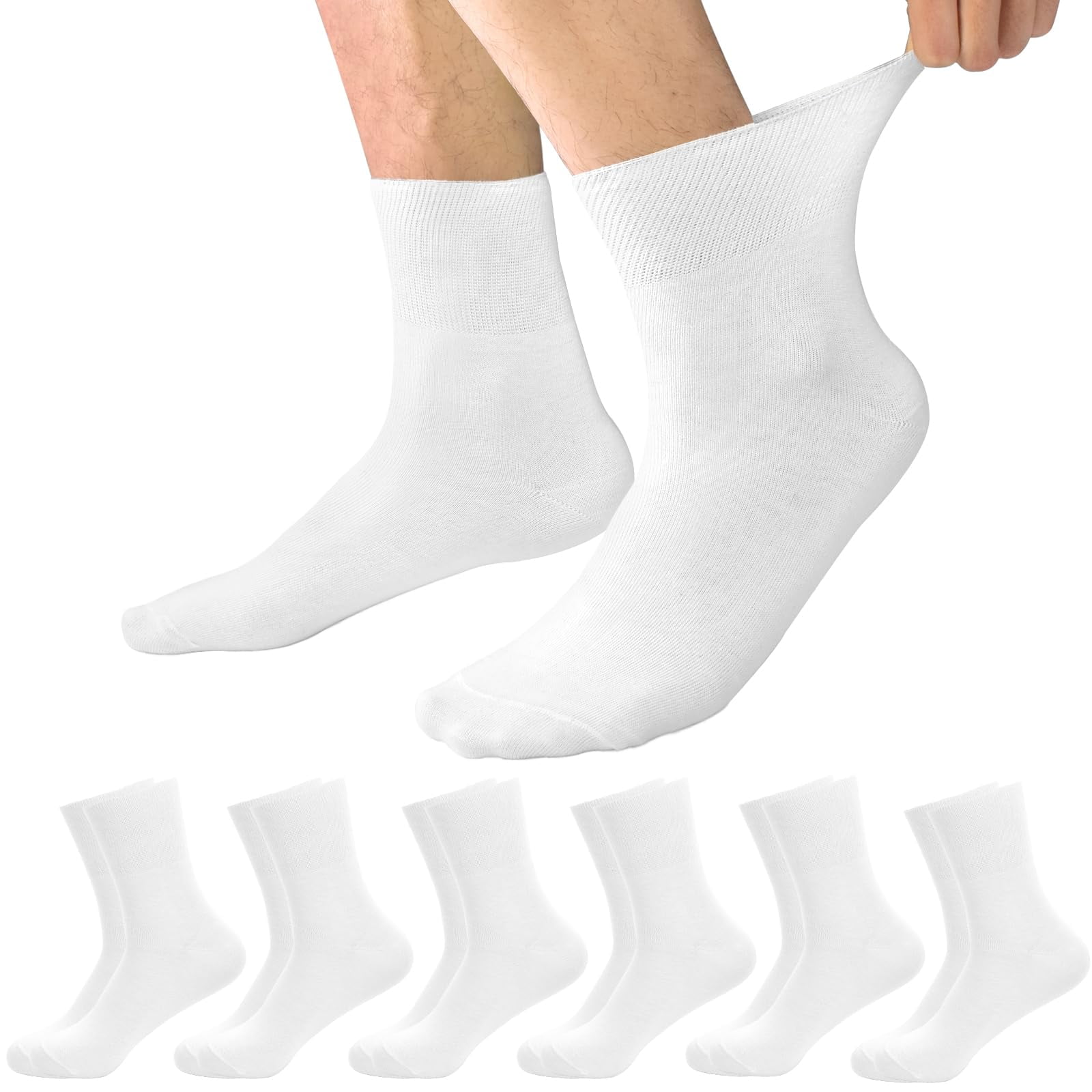 SkiBeaut Diabetic Socks Men 6 Pair Socks Without Elastic Band Men ...