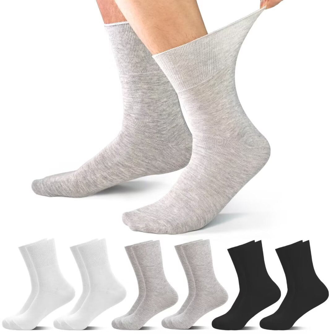 SkiBeaut Diabetic Socks Men 6 Pair Socks Without Elastic Band Men ...