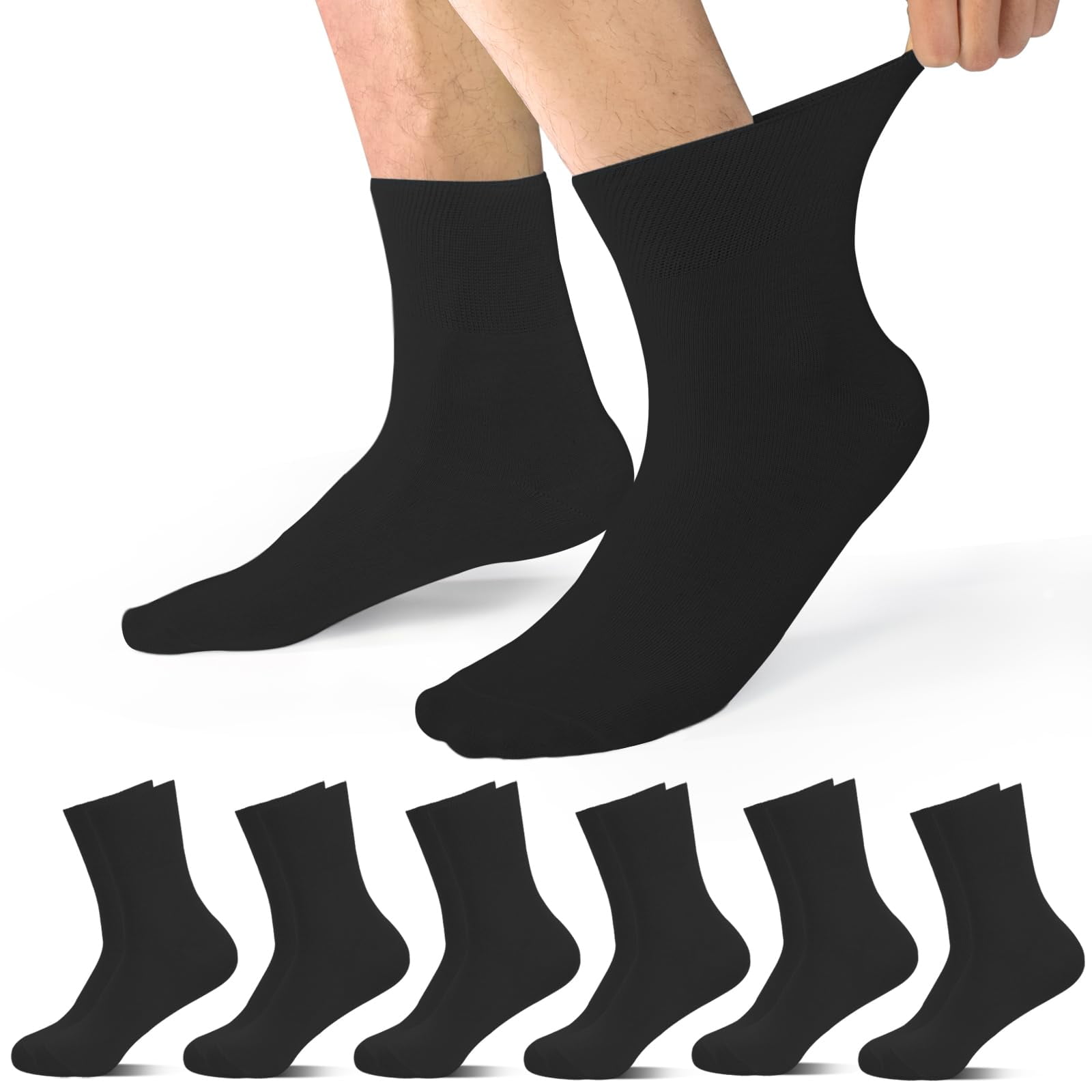 SkiBeaut Diabetic Socks Men 6 Pair Socks Without Elastic Band Men ...