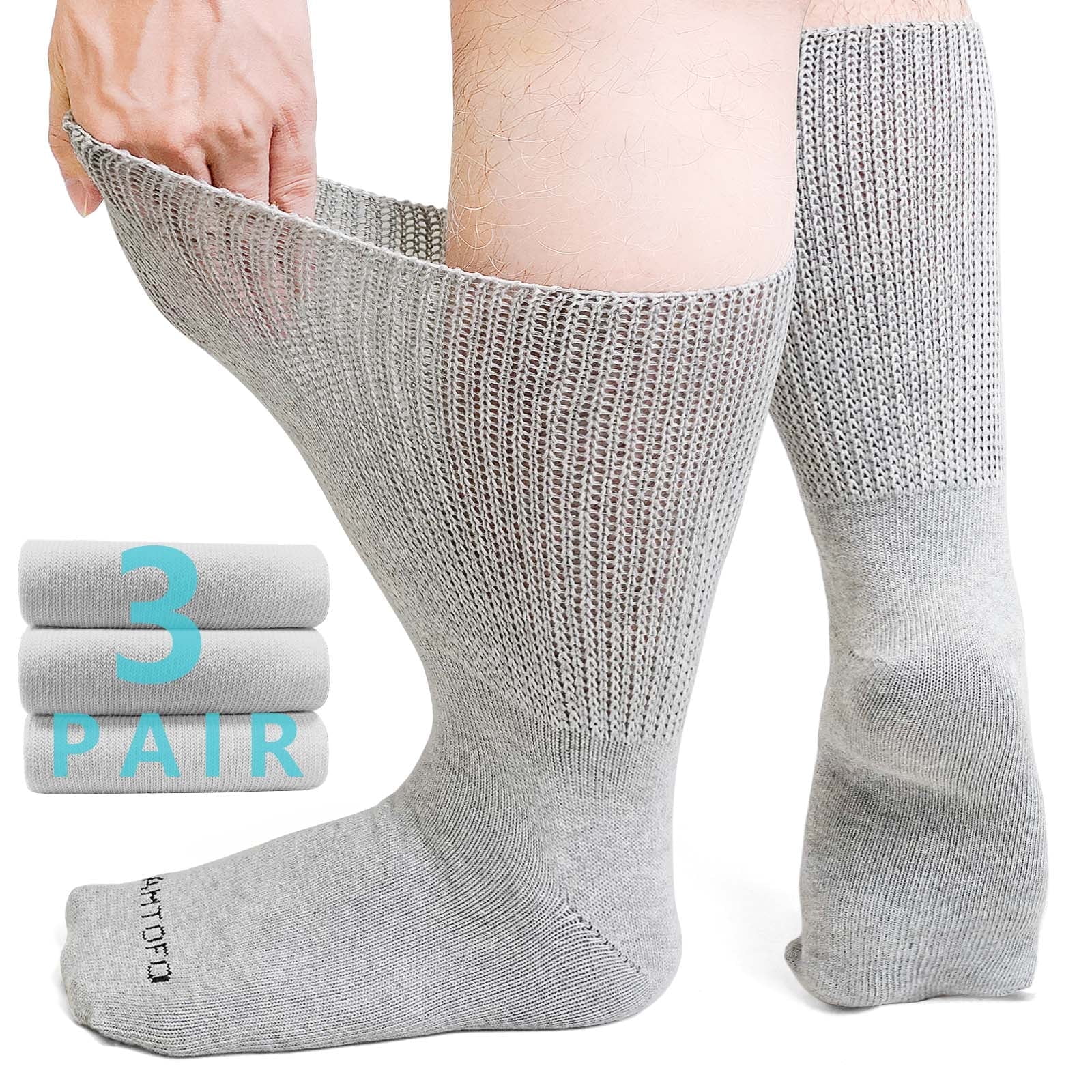 Diabetic Socks, AMITOFO 3 Pairs Diabetic Socks for Men Women Extra Wide ...