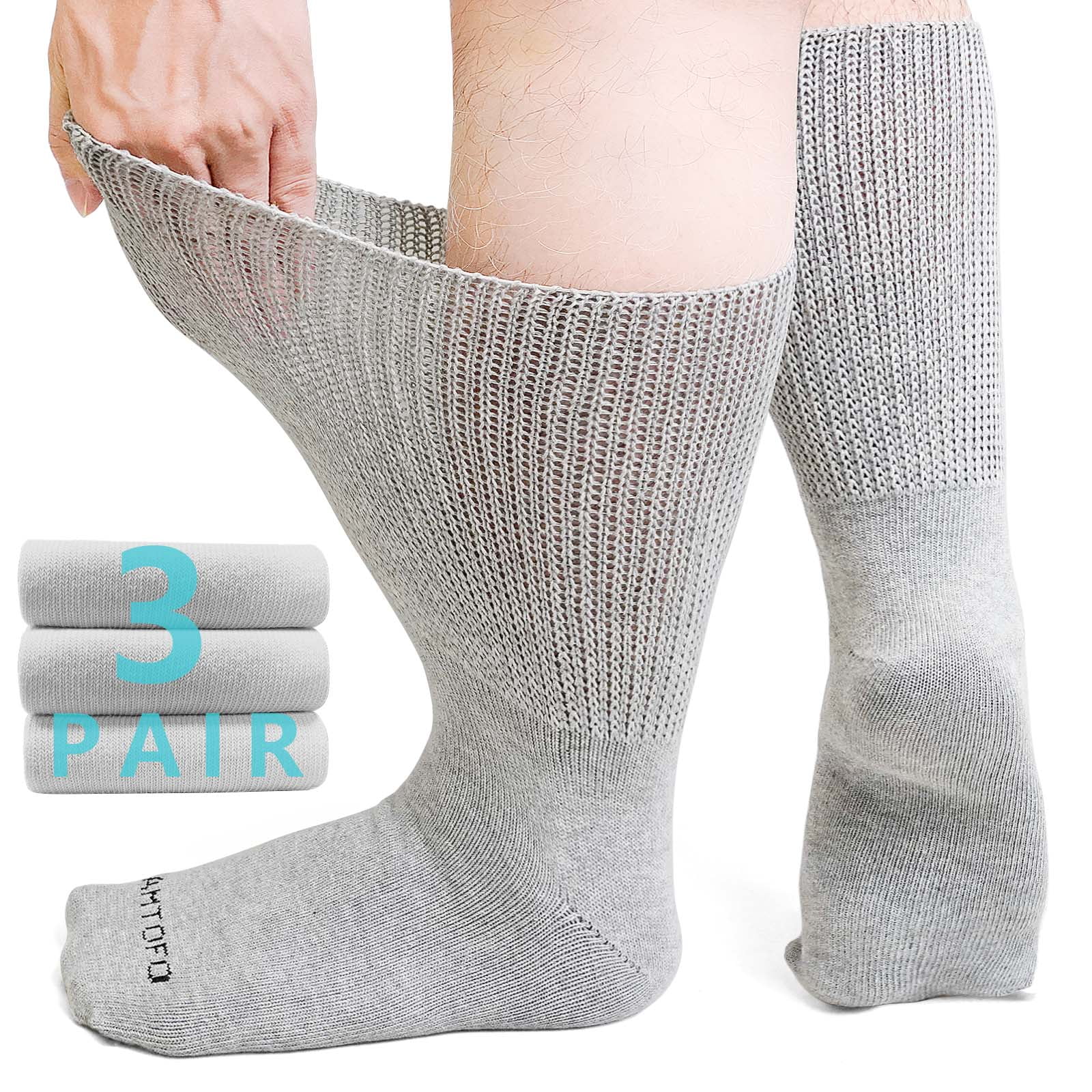 Diabetic Socks, AMITOFO 3 Pairs Diabetic Socks for Men Women Extra Wide ...