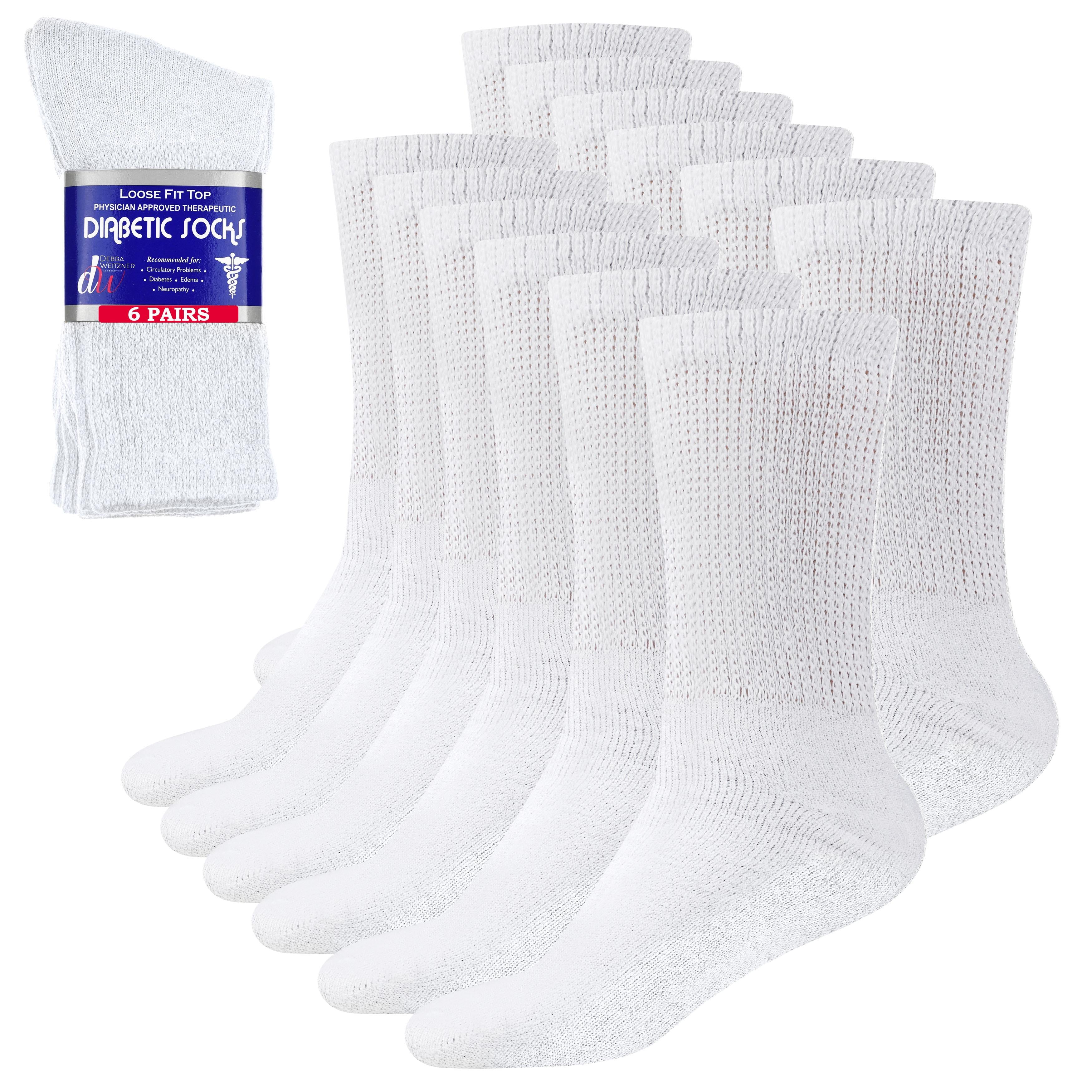 Diabetic Socks For Men and Women Loose Fit Non-Binding Cotton Crew ...