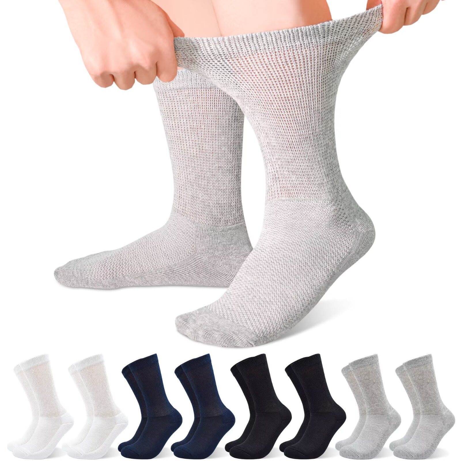 Diabetic Socks Men 8 Pairs Extra Wide Diabetic Socks Non Binding Socks ...
