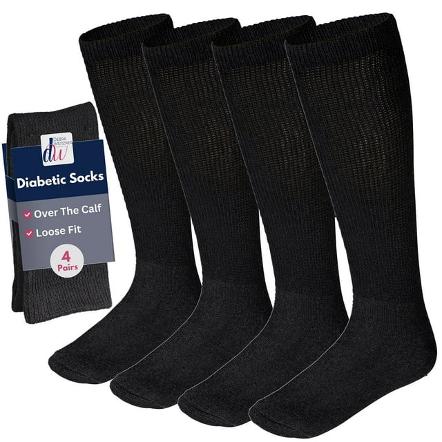 Diabetic Socks for Men and Women Over the Calf Knee High Cotton Socks ...