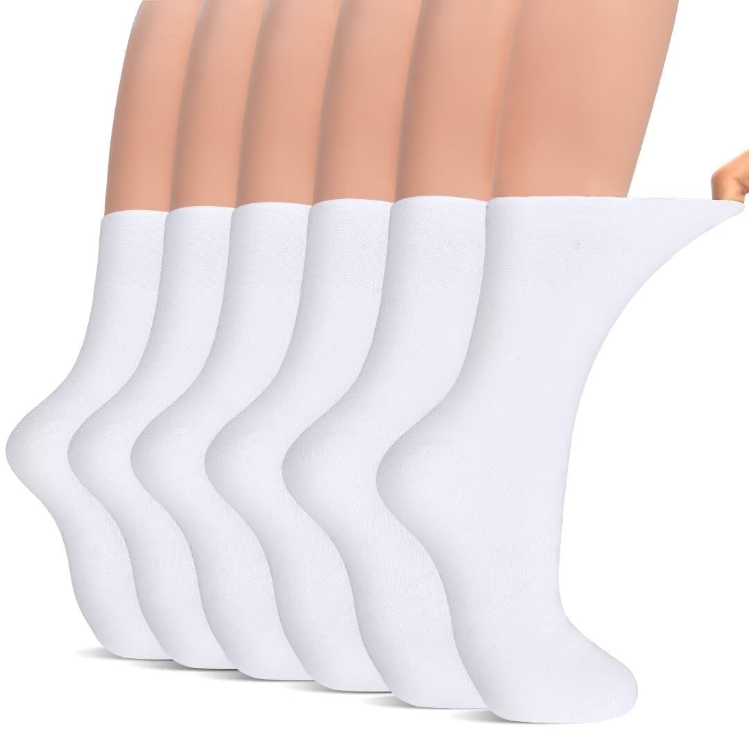 Diabetic Socks for Women, 6 Pairs Non Binding Comfortable Wide Socks ...