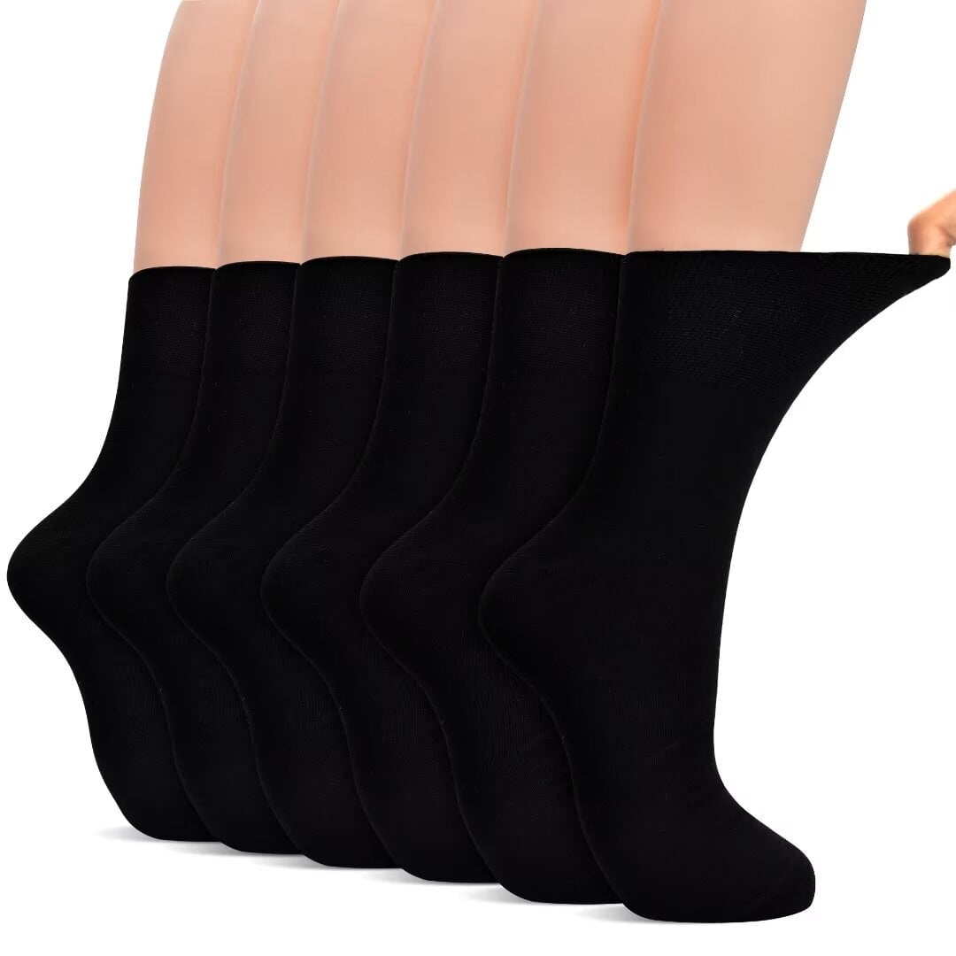 Diabetic Socks for Women, 6 Pairs Non Binding Comfortable Wide Socks ...
