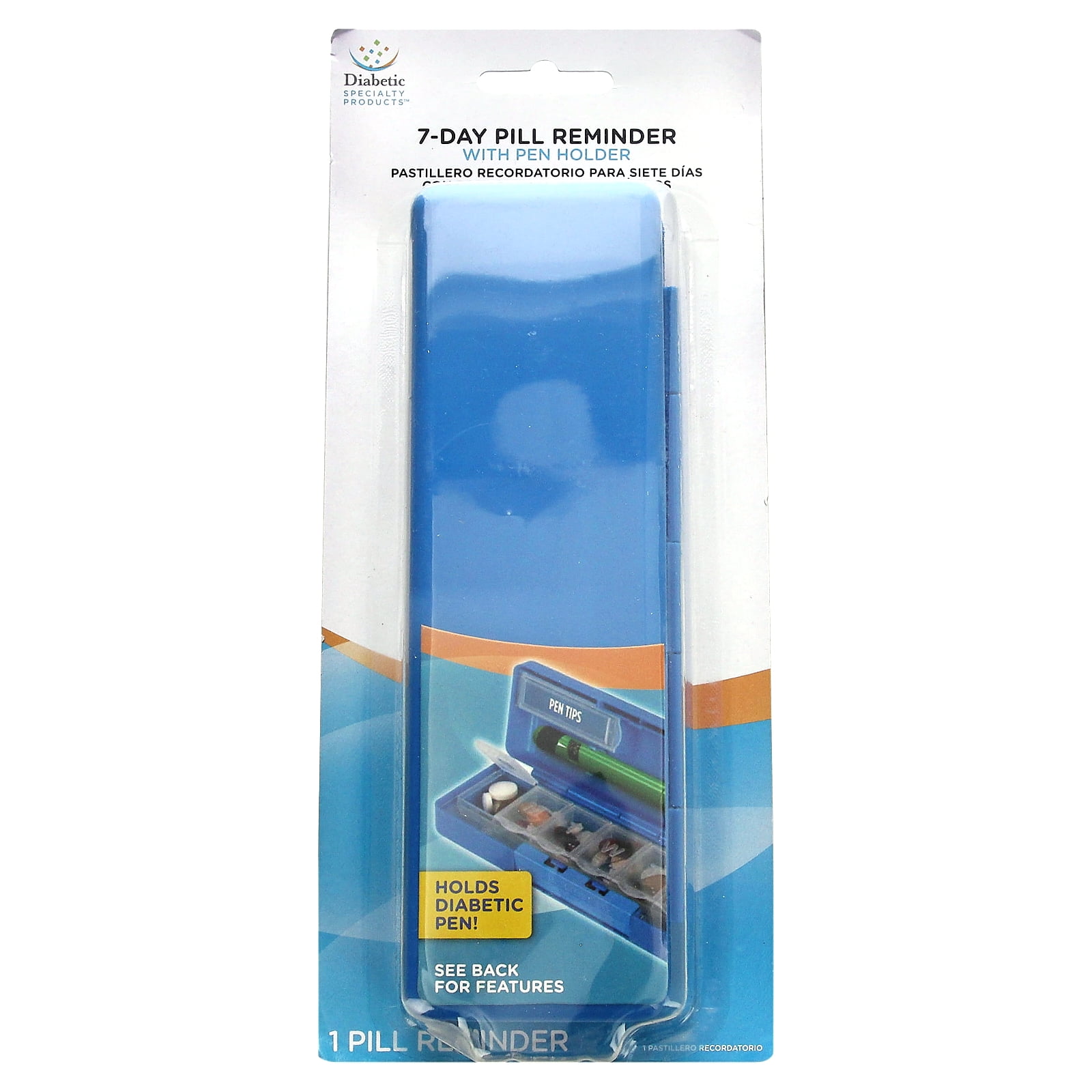 Diabetic Specialty 7-Day Pill Reminder with Pen Holder - Walmart ...