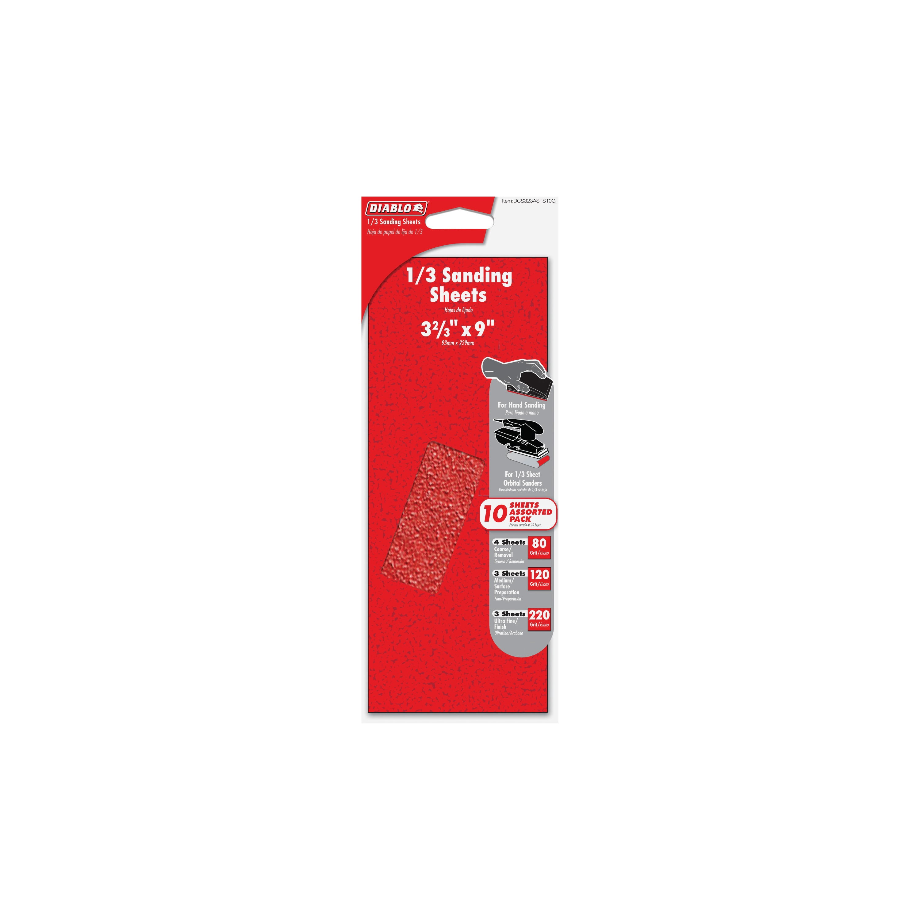 Diablo 1/3 Sheet Sandpaper Assortment - Pack of 12 - Walmart.com