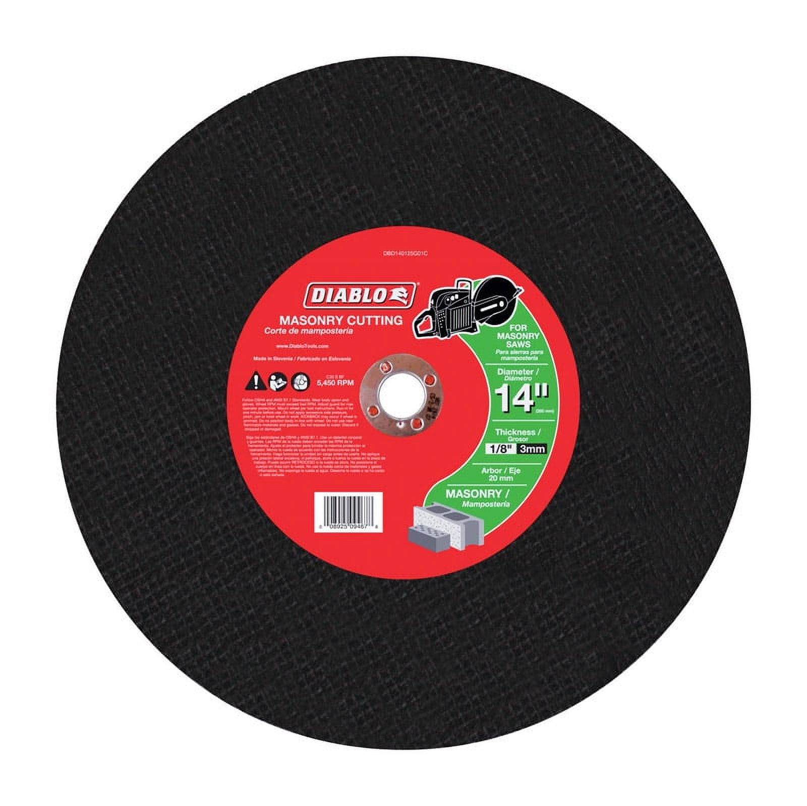 Diablo 14 in. Dia. x 20 mm Aluminum Oxide Masonry Cut-Off Disc 1 pk ...