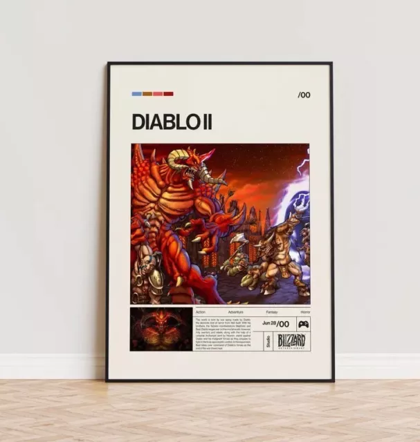 Diablo 2 Poster, Video Game Poster, Minimalist Game Print, Gaming Room ...