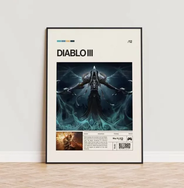 Diablo 3 Poster, Video Game Poster, Minimalist Game Print, Gaming Room ...