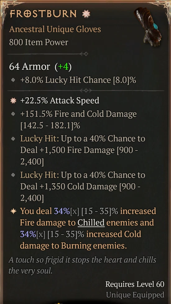 ??Diablo 4??Season 9??Gloves??Frostburn 1 Ga Attack Speed - Walmart.com