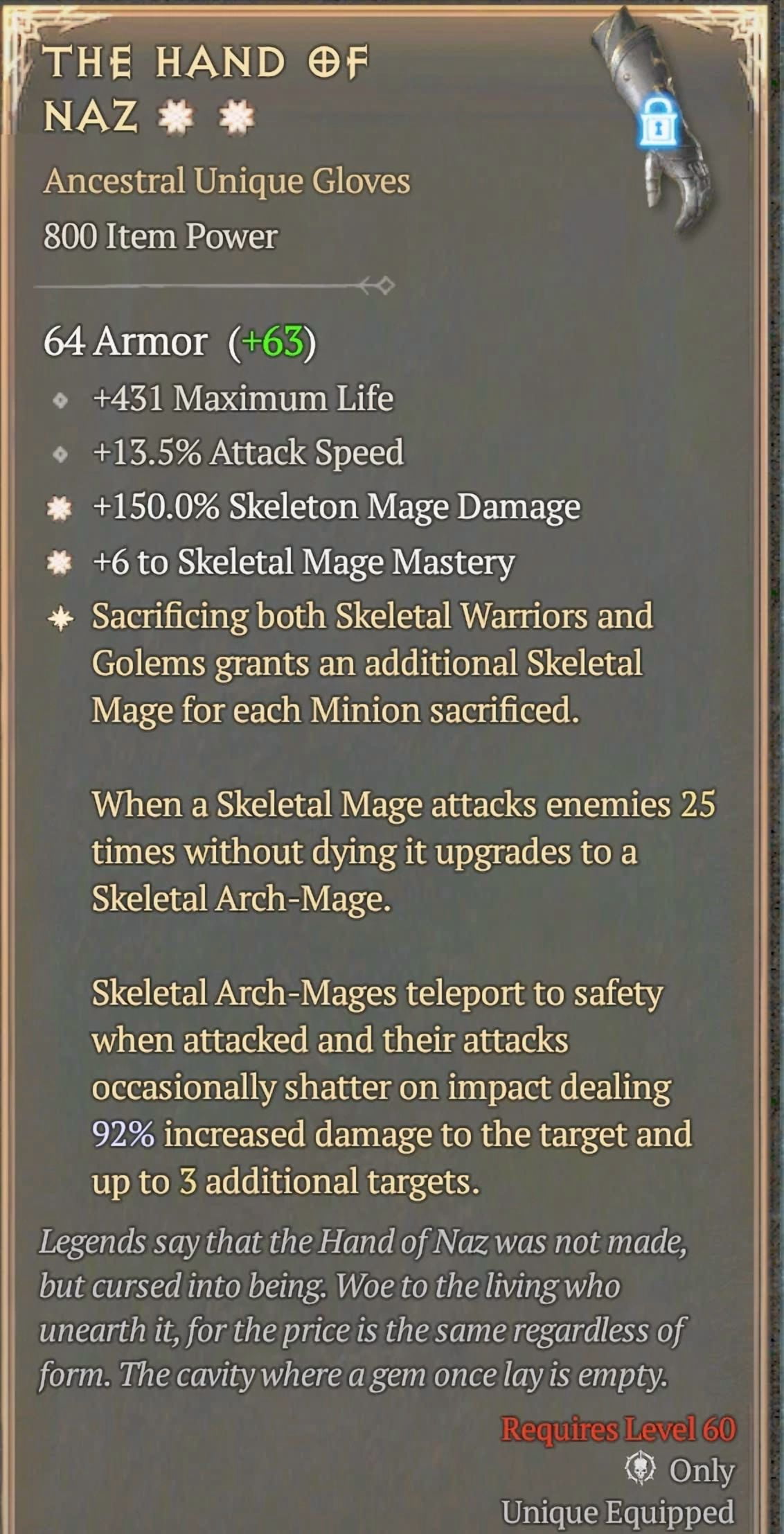 ?? Diablo 4 ?? Season 9?? Necro Bis Gloves ?? 2 Ga ?? The Hand Of Naz 1 ...