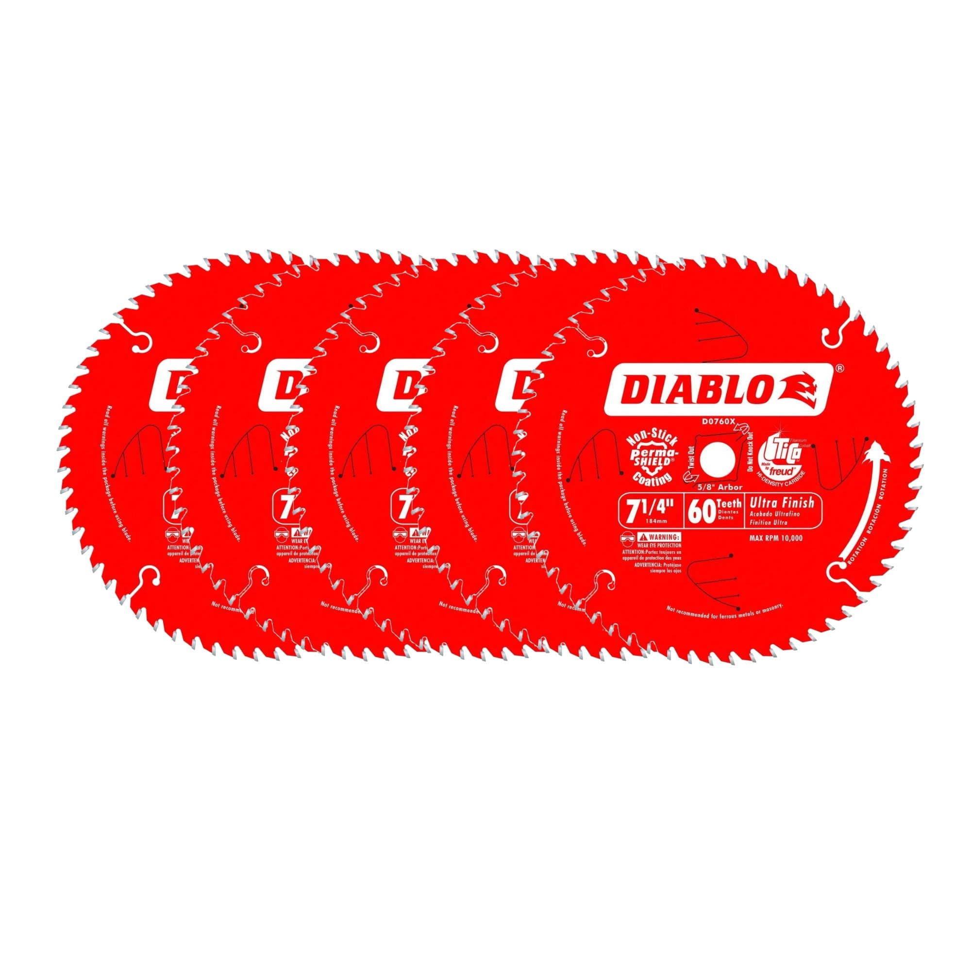Diablo 7 1 4 X 60 Tooth Atb Ultra Finish Saw Blade With 5 8 Arbor 5