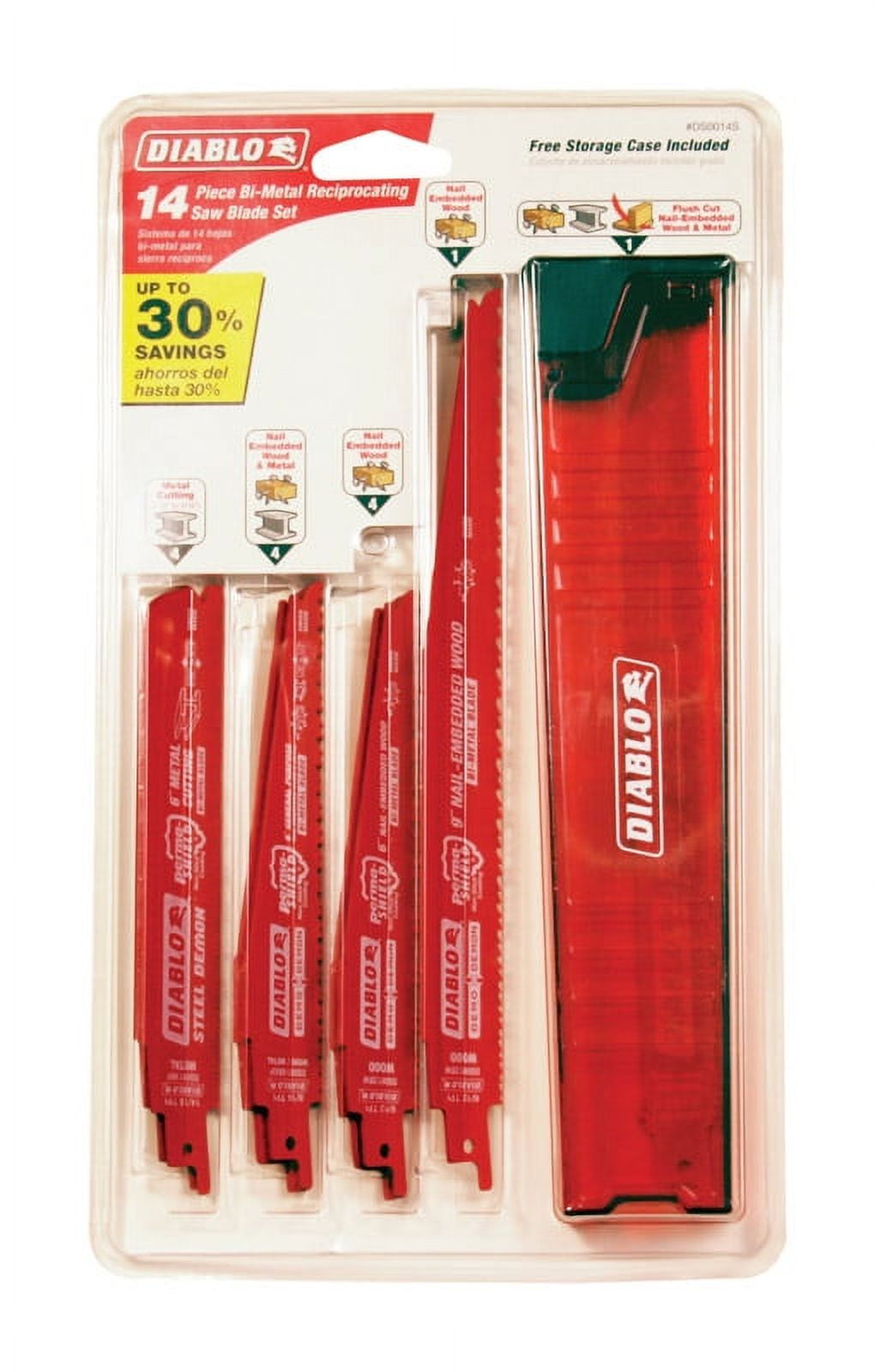 Diablo Assorted in. Bi-Metal Reciprocating Saw Blade Set Multi TPI 14 ...