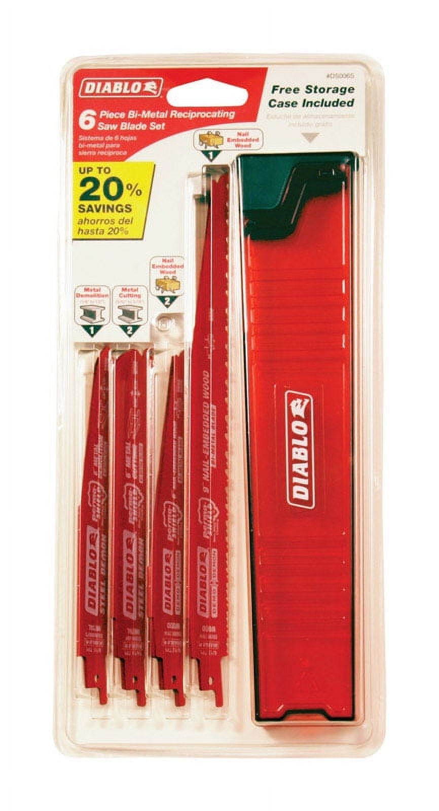 Diablo Assorted in. Bi-Metal Reciprocating Saw Blade Set Multi TPI 6 pc ...