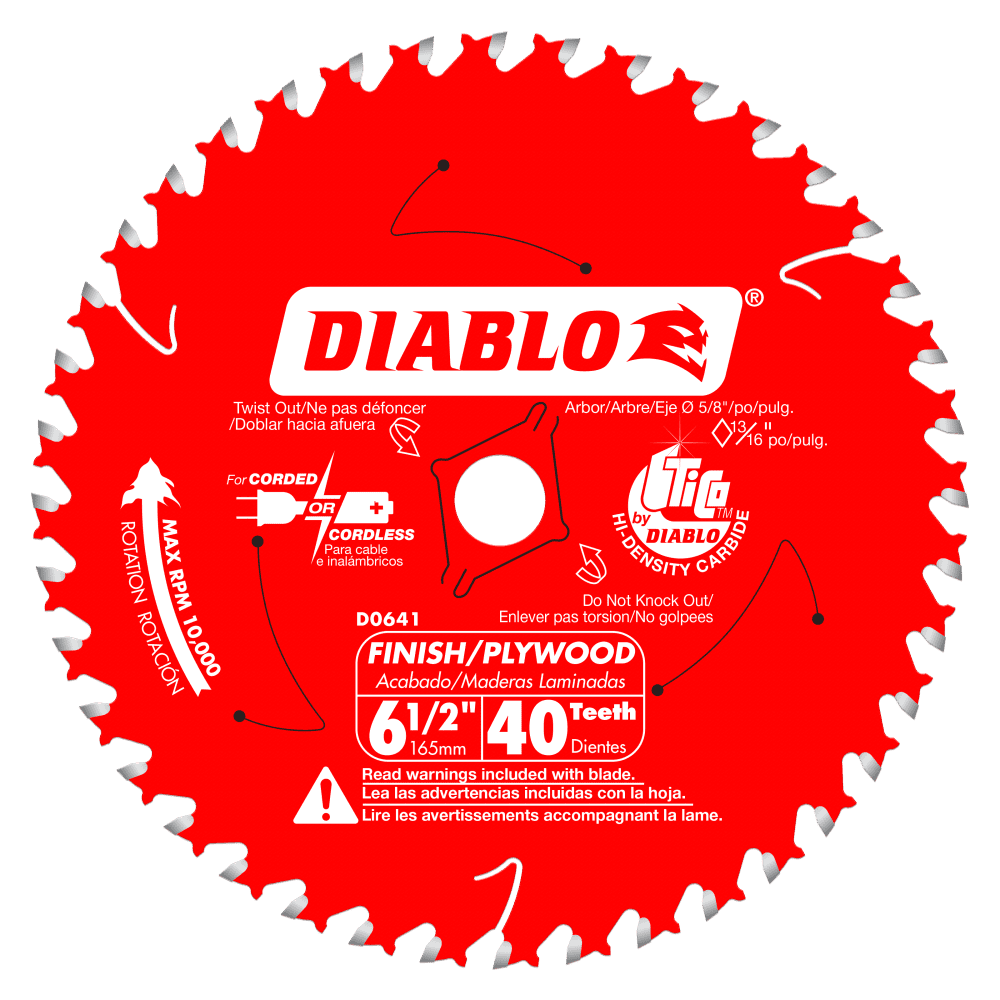 Diablo-D0641A 6-1/2 in. x 40 Tooth Finish Trim Saw Blade - Walmart.com