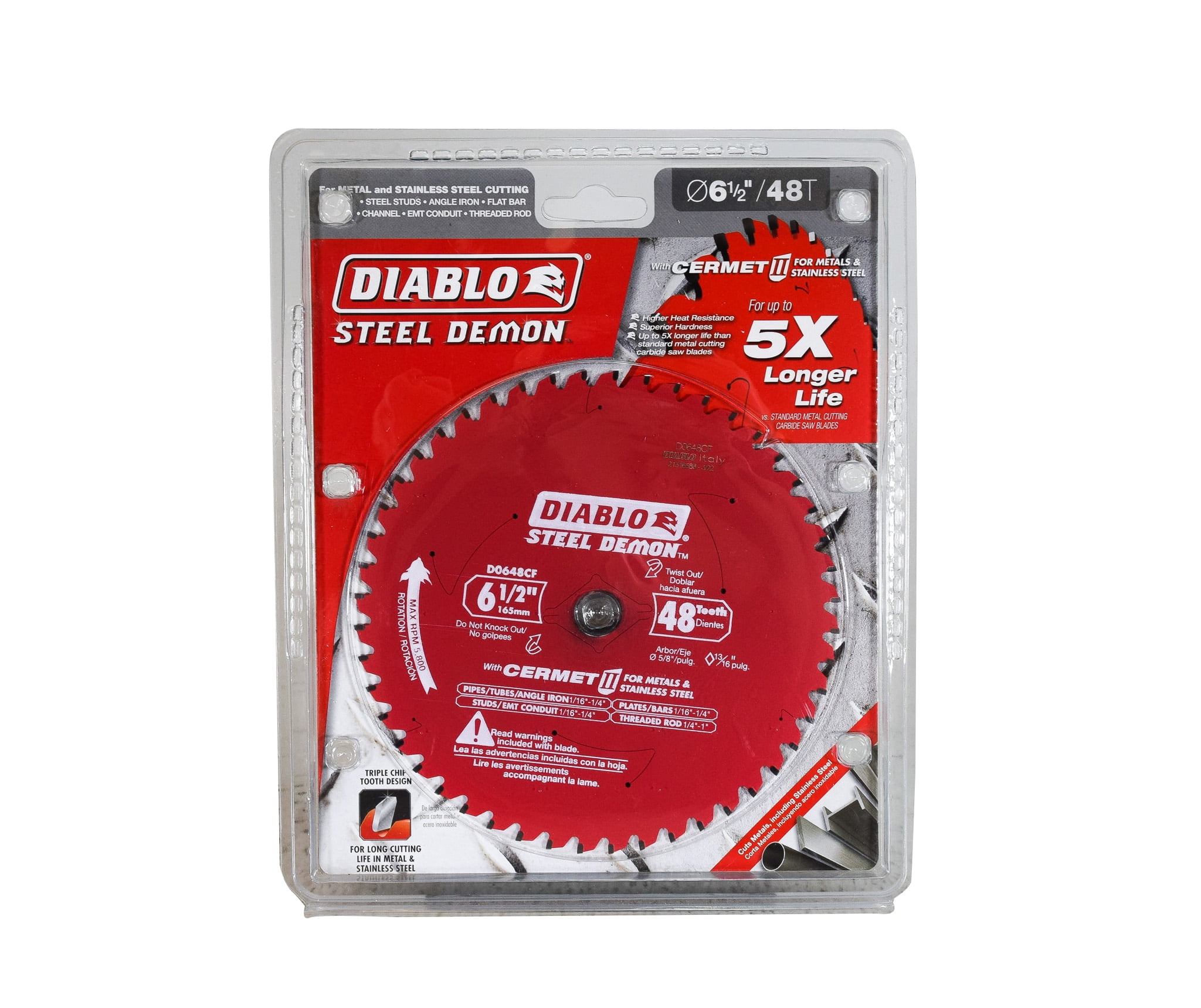 Diablo Saw Blade, 6-1/2 in Diameter, 48 Teeth Cermet Cutting Edge ...