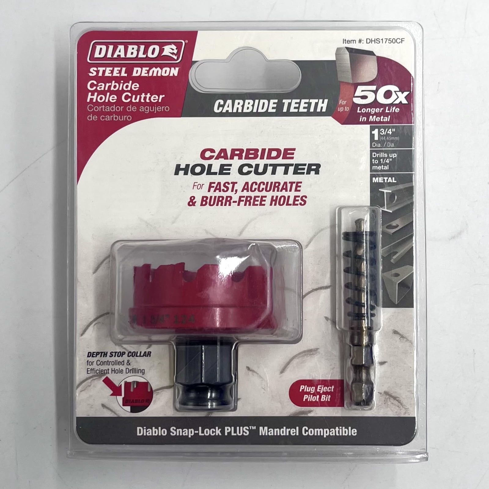 Diablo DHS0875CF 1-3/4in Carbide Hole Cutter - Walmart.com