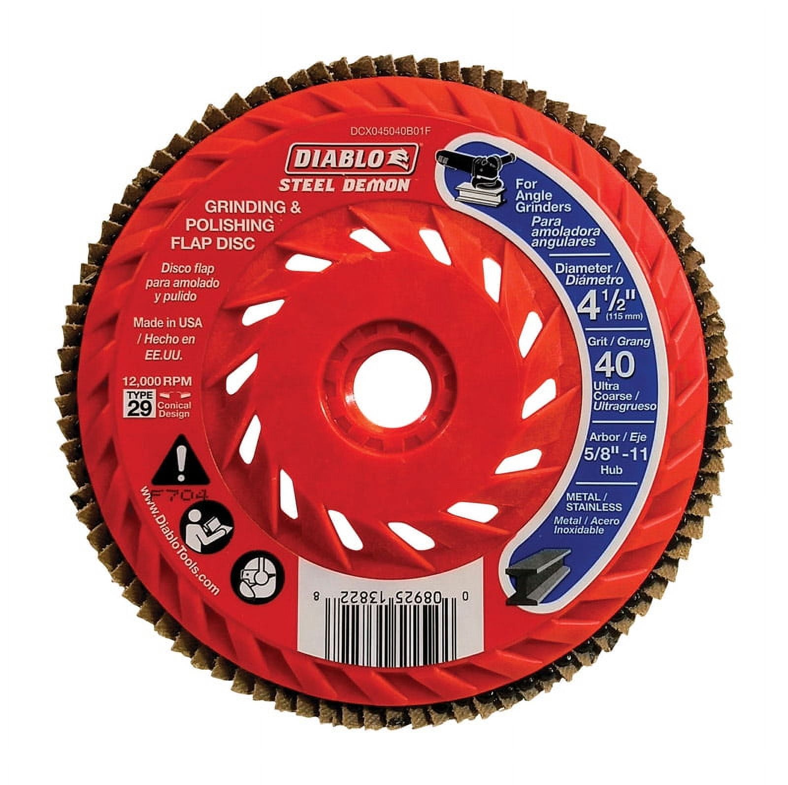 Diablo Steel Demon 4-1/2 in. Dia. x 5/8 in. Ceramic Thread Arbor Flap ...