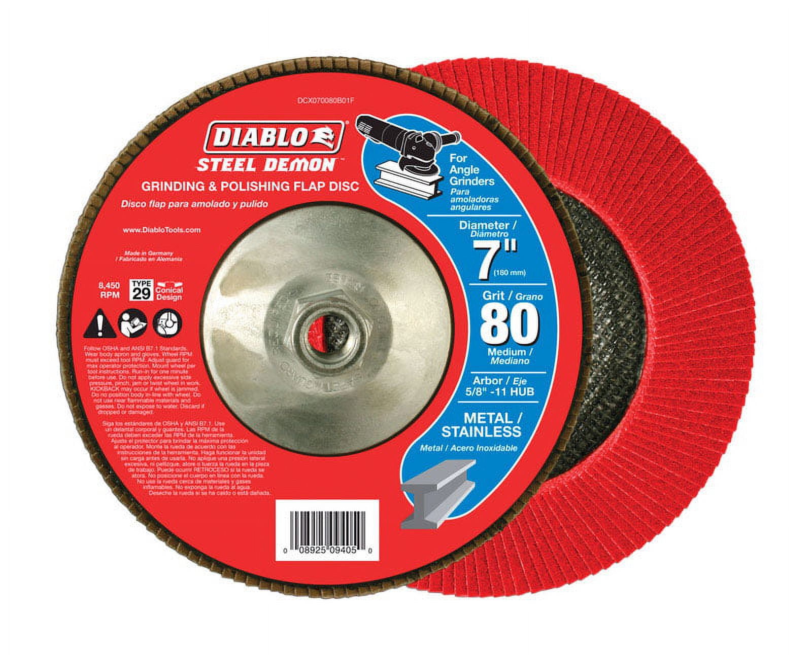 Diablo Steel Demon 7 in. Zirconia Aluminum Oxide Bolt-On Flap Disc 80 ...