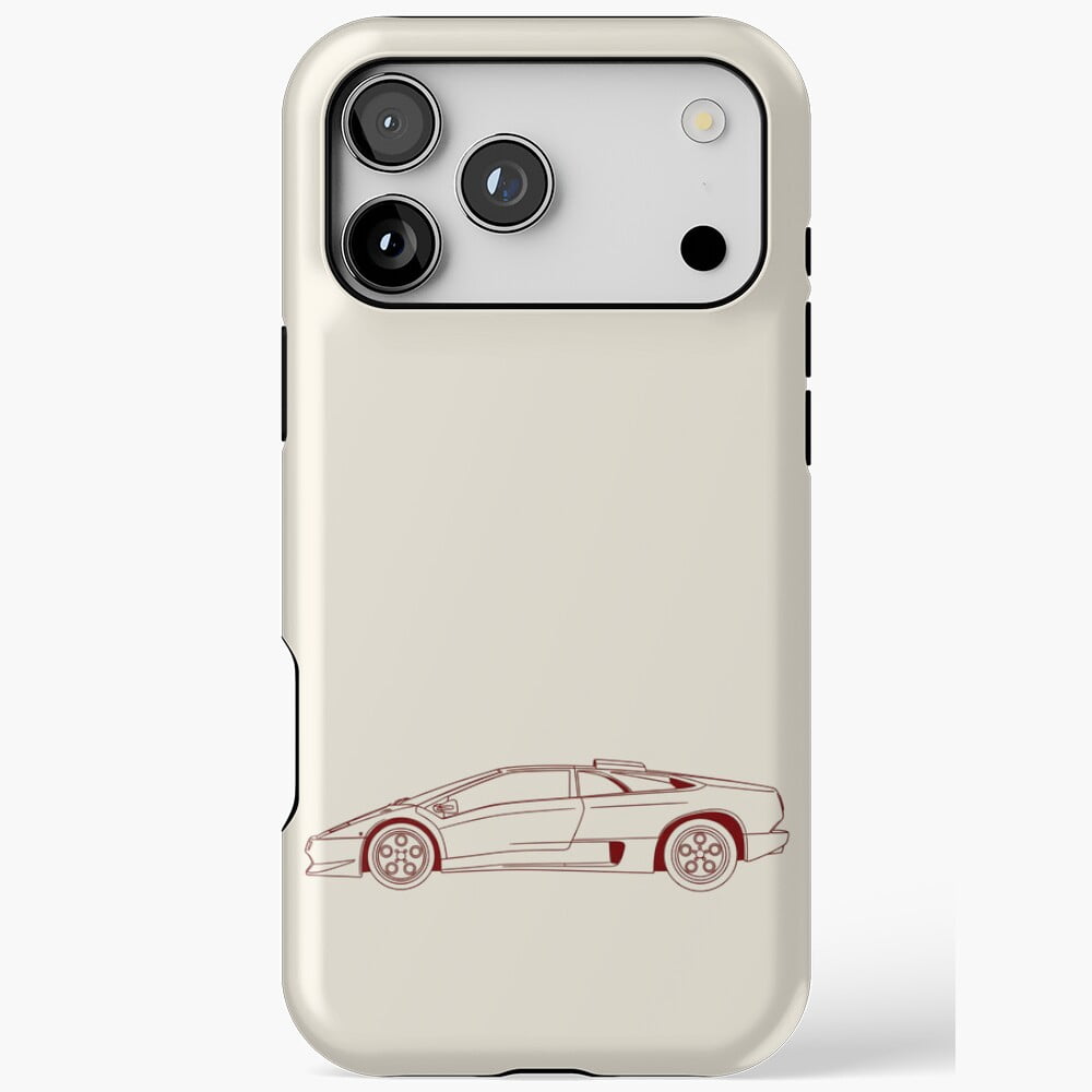 Diablo Supercar Dark Red Line iPhone Case 17 11 12 13 14 15 16 Pro Max ...