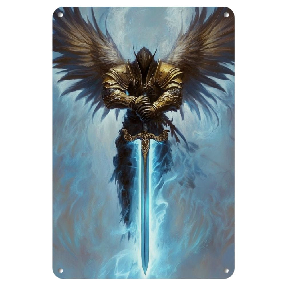 Diablo Tyrael Game Metal Tin Sign - 12x8 Inch Engraved Wall Art ...