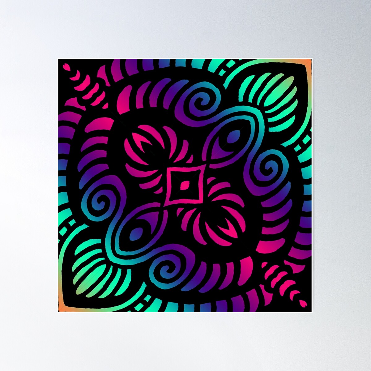 Diagonal Abstract Curls And Furls Poster Wall Art, Modern Wall Decor ...